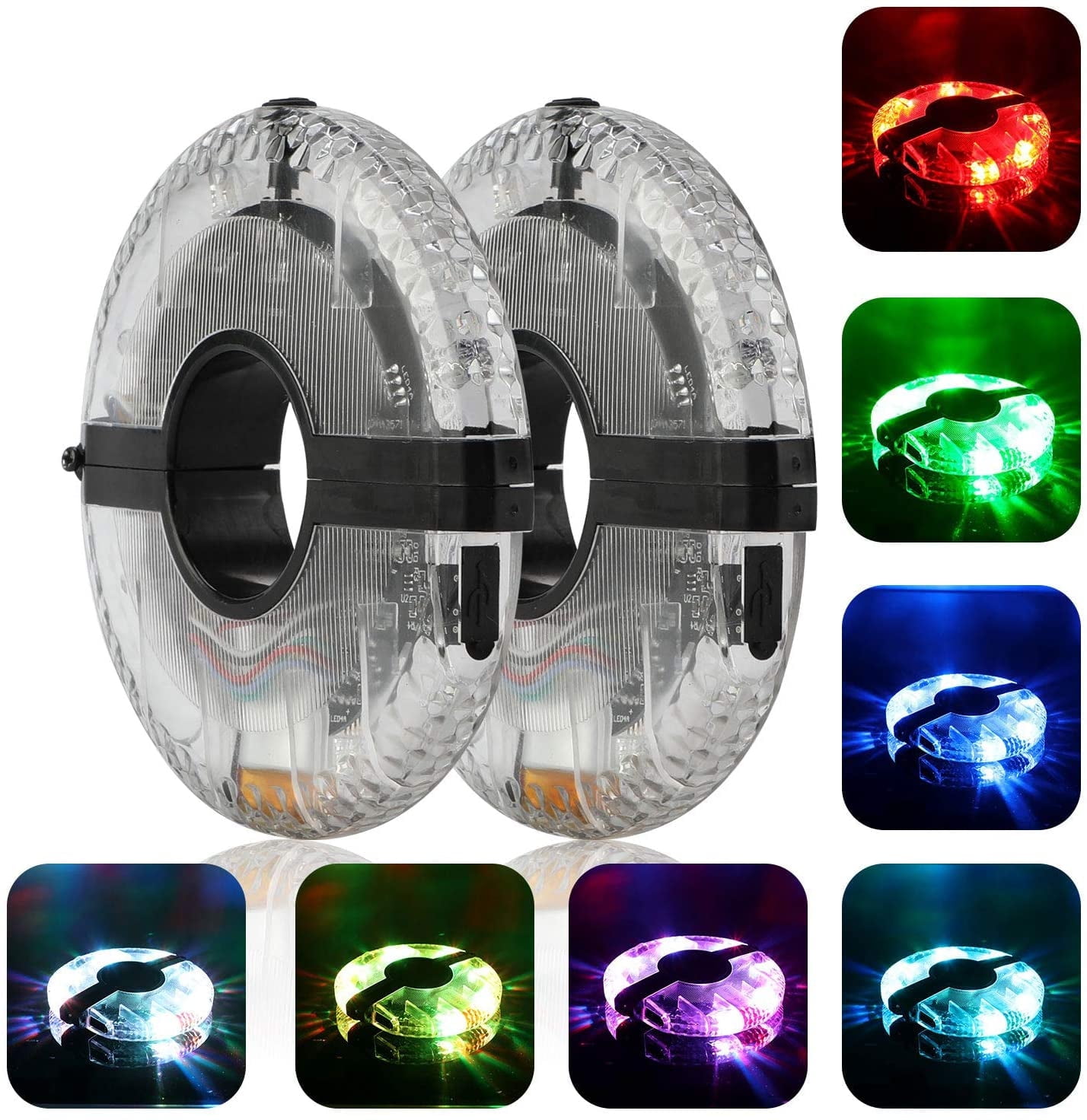 Tagvo Waterproof USB Rechargeable 2 Pack Cycling Hub Lights with 9 ...