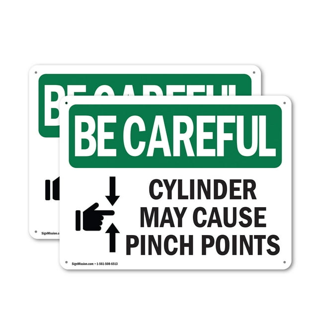 (2 Pack) Cylinder May Cause Pinch Points With Symbol OSHA Be Careful ...