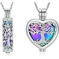 2 Pack Cylinder Urn Necklace Circle Cremation Jewelry Tree of Life ...