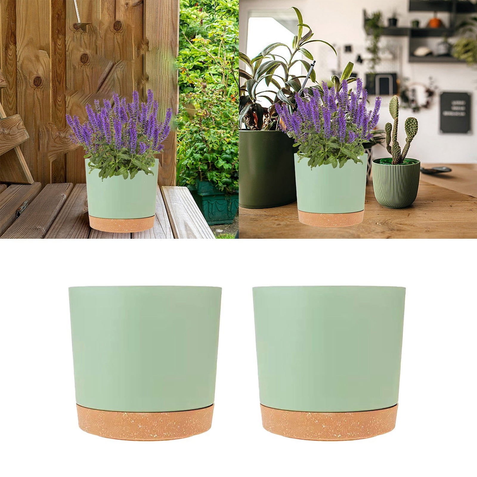 2 Pack Cylindrical Flower Pots Modern Small Pots Pot with Drainage ...