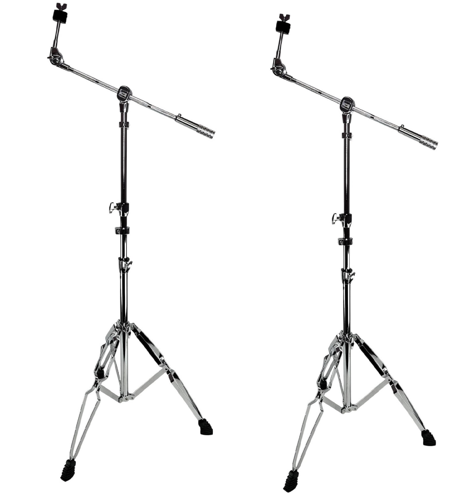 2 Pack Cymbal Boom Stands Chrome Heavy Duty 1" Adjustable Double Braced ...