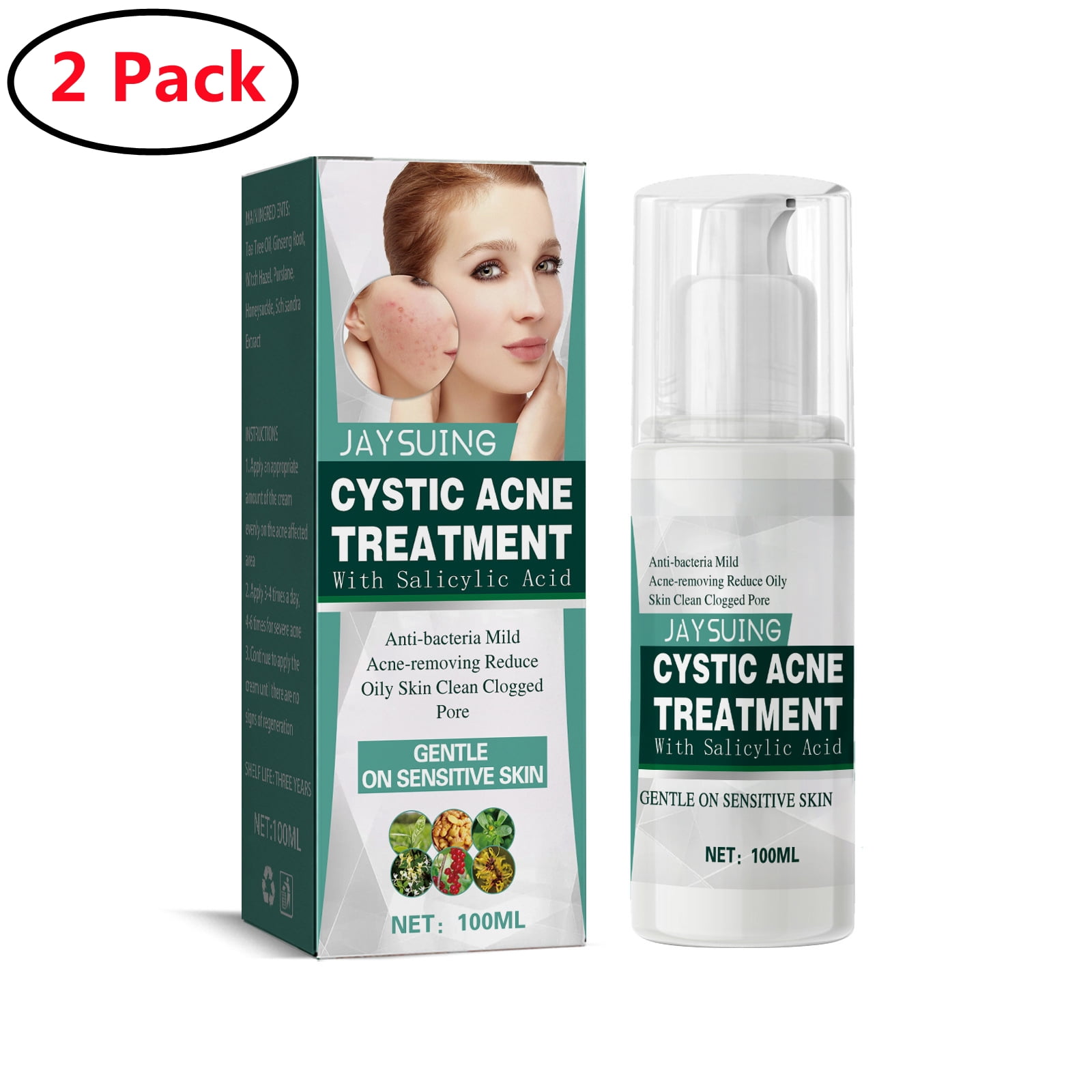 2 Pack Cystic Acne Spot Treatment Hormonal Acne Treatment For Face