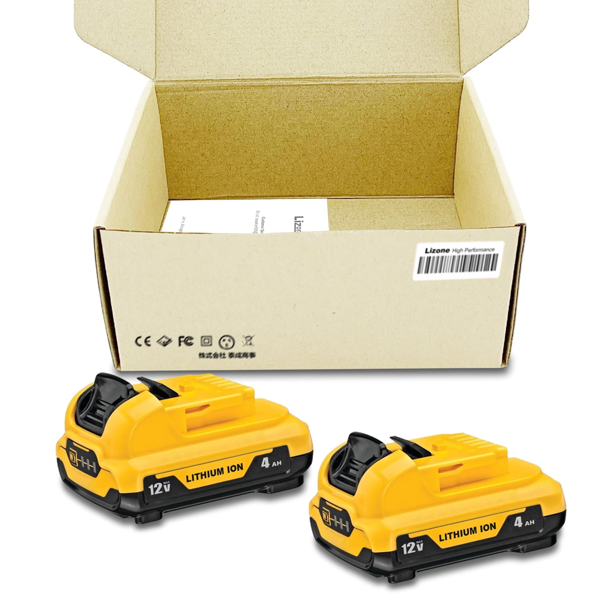 2 Pack DCB124 12V 4.0Ah Compact Battery Replacement for DEWALT 12V Max ...
