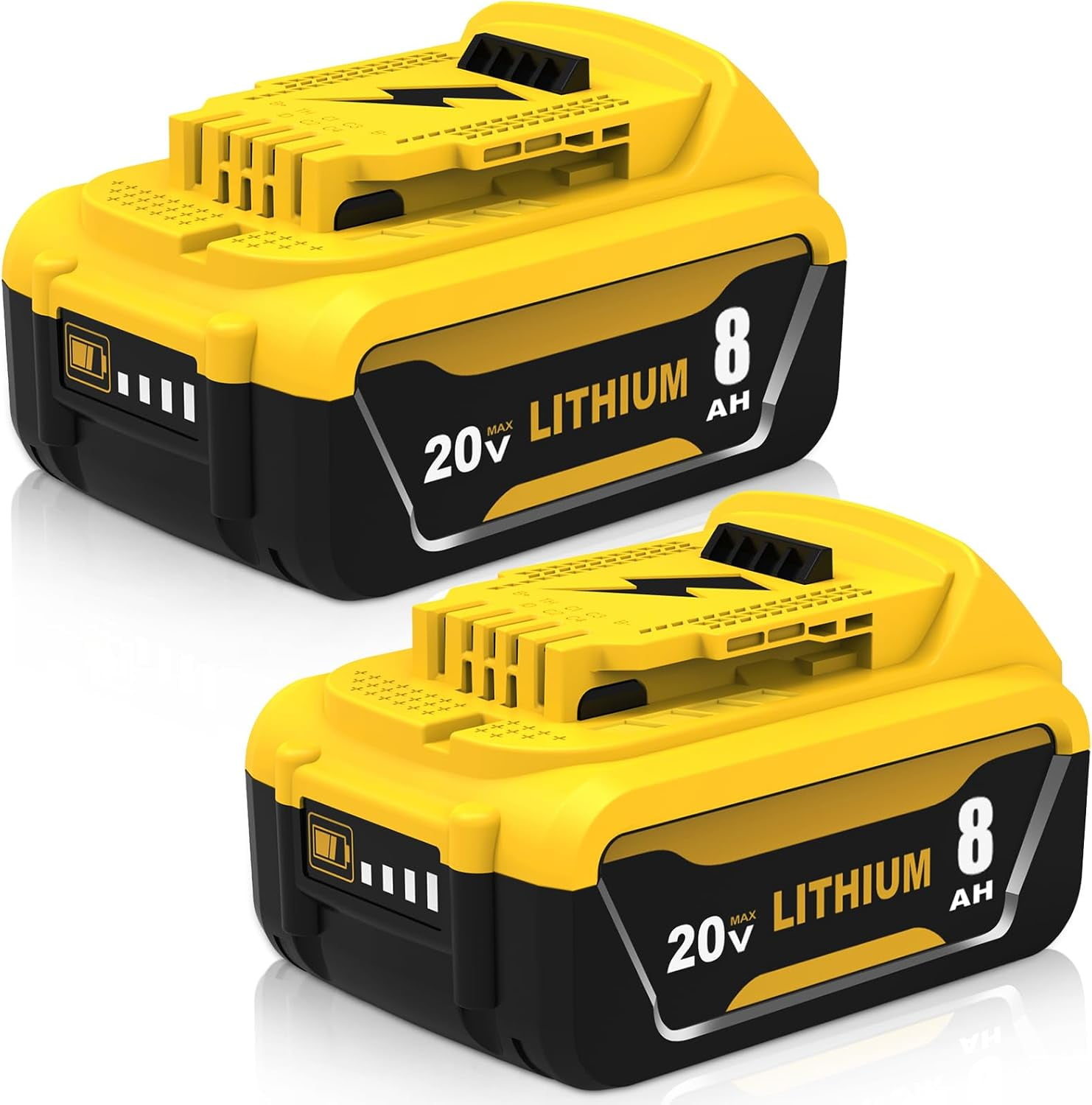 2-Pack DCB206 8.0Ah Replacement for Dewalt 20V Battery Compatible with Dewalt 20 Volt Lithium ...