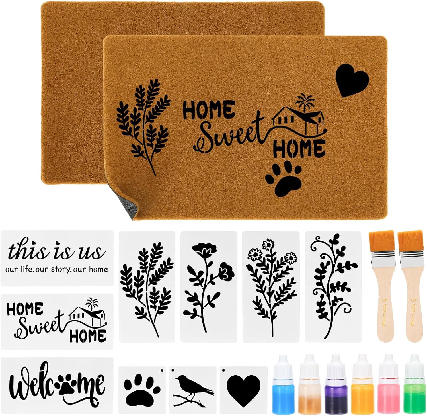 2 Pack DIY Coir Custom Door Mats - Coconut Fiber Door Mats 23" x 16 ...