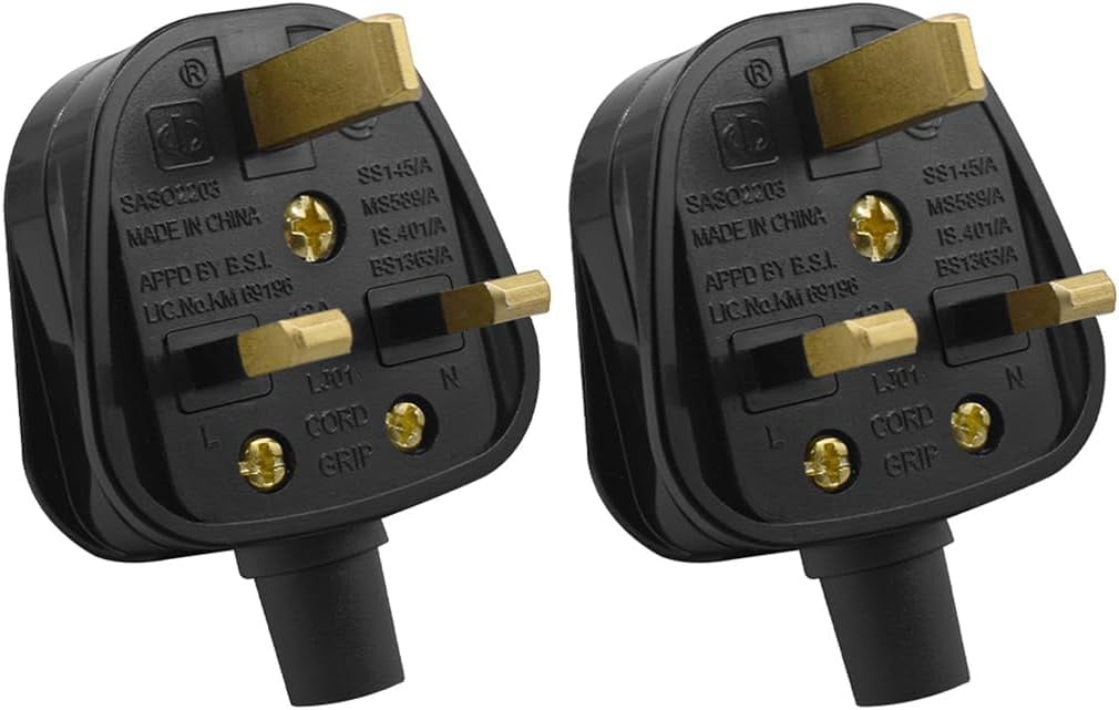 (2 Pack) DIY Rewireable 3-Pins UK Plug 13A 250V Male Socket Electrical ...