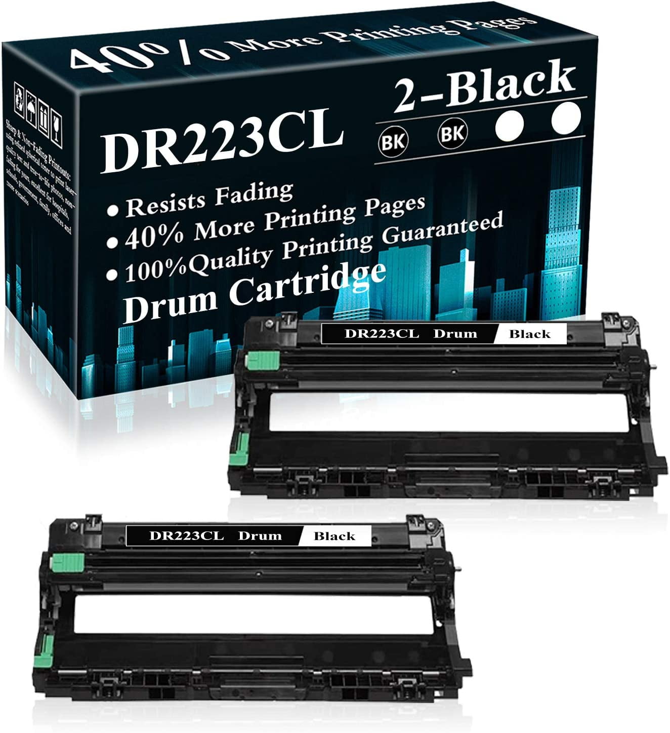 2 Pack DR223CL Black Compatible Drum Unit (Toner Not Included ...