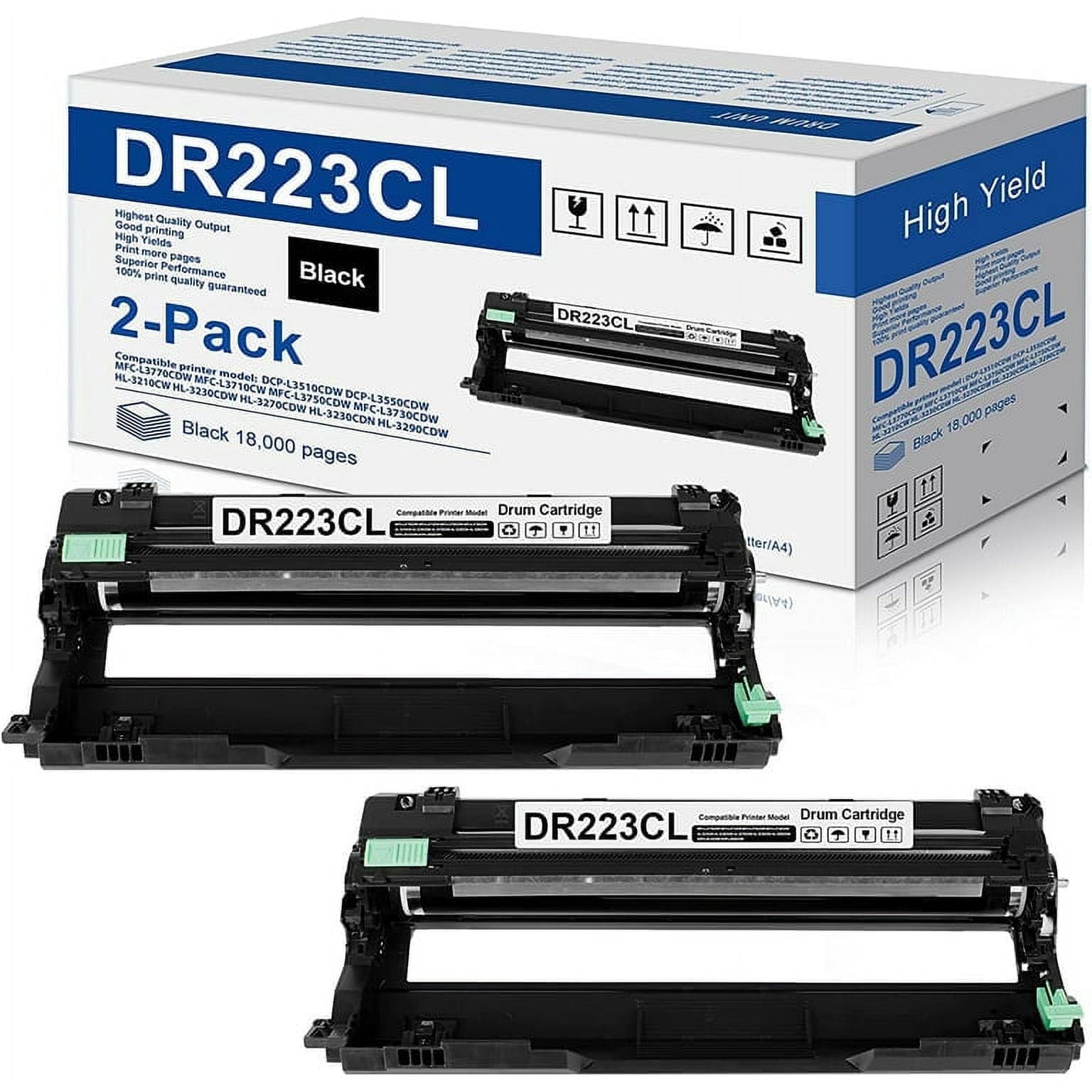 DR223CL Drum Unit 2-Pack Black Replacement for Brother DR223CL Drum for ...