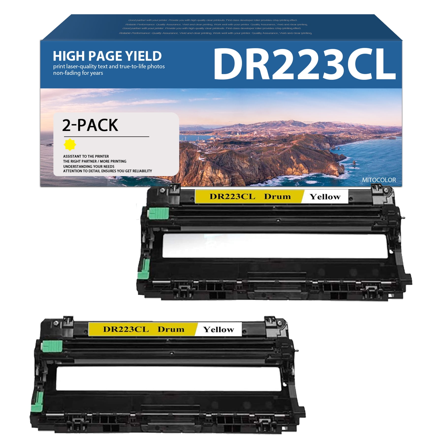 2 Pack DR223CL Yellow Compatible Drum Unit (Toner Not Included ...