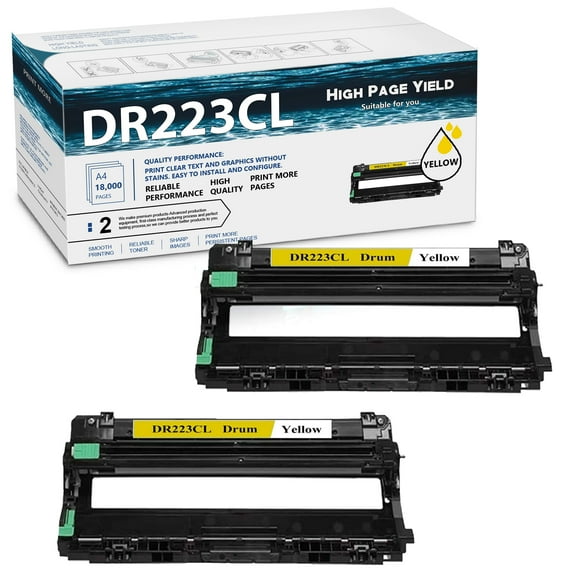 2 Pack DR223CL Yellow Compatible Drum Unit (Toner Not Included ...