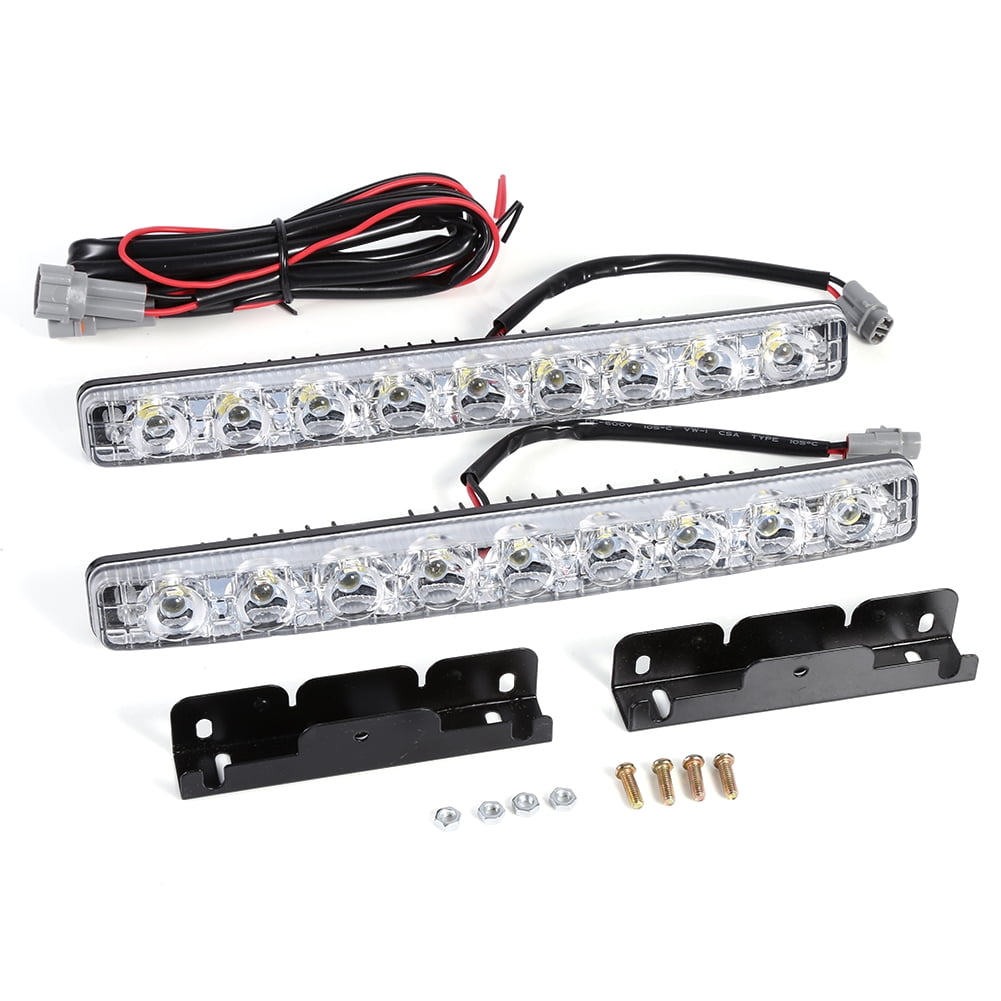 2-Pack DRL & Fog Lamp for Cars, Enhanced Visibility 9-LED White Daytime ...