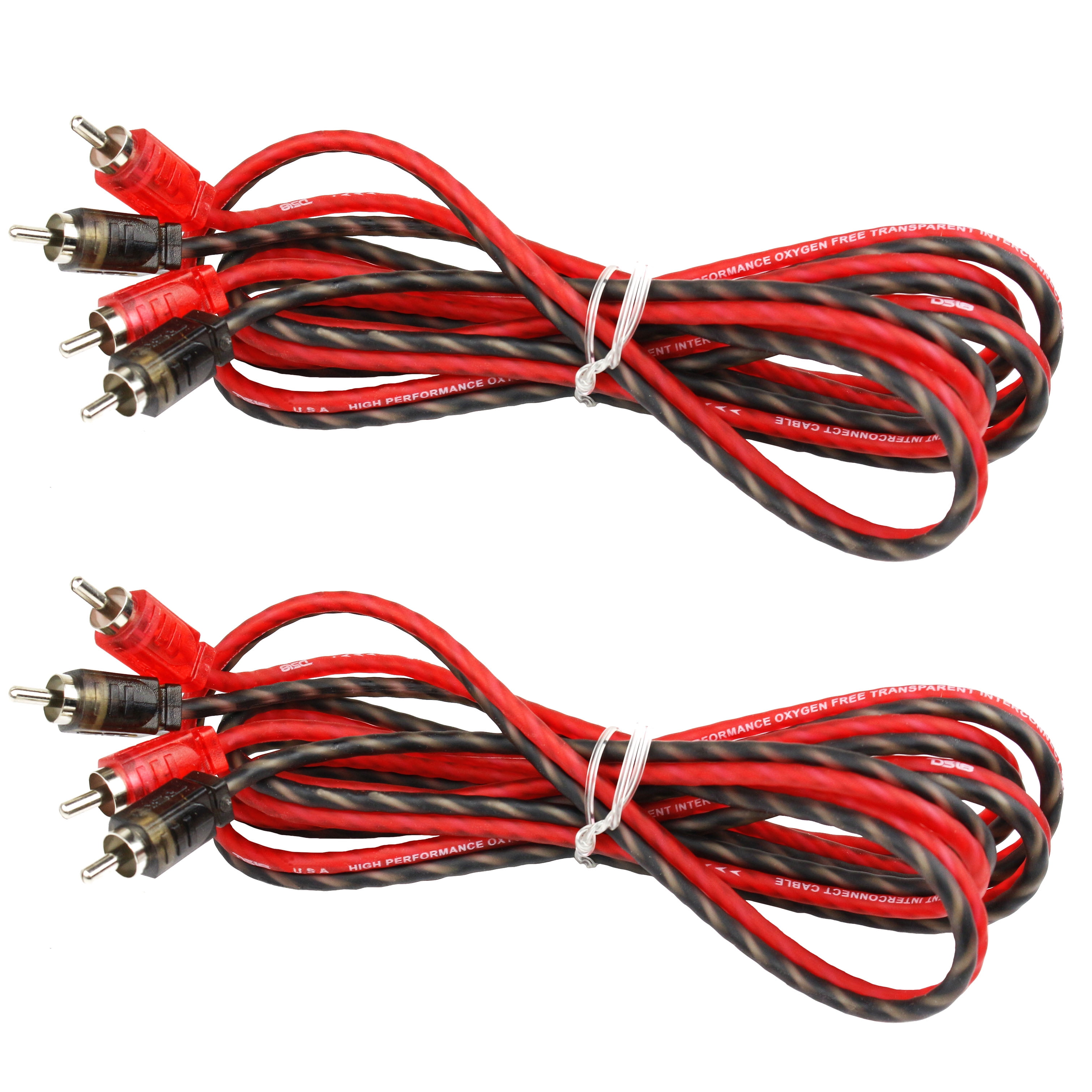 2 Pack DS18 6 ft 2 Channel Shielded Twisted Interconnect RCA Audio ...