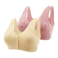 2 Pack Daisy Bra for Older Women, Convenient Front Closure Plus Size Ladies Wirefree Soft Cotton ...