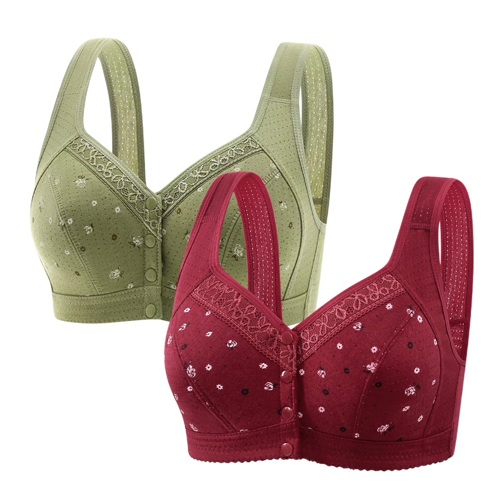 2 Pack Daisy Bras for Older Women 2025 Front Close Button Bras ...