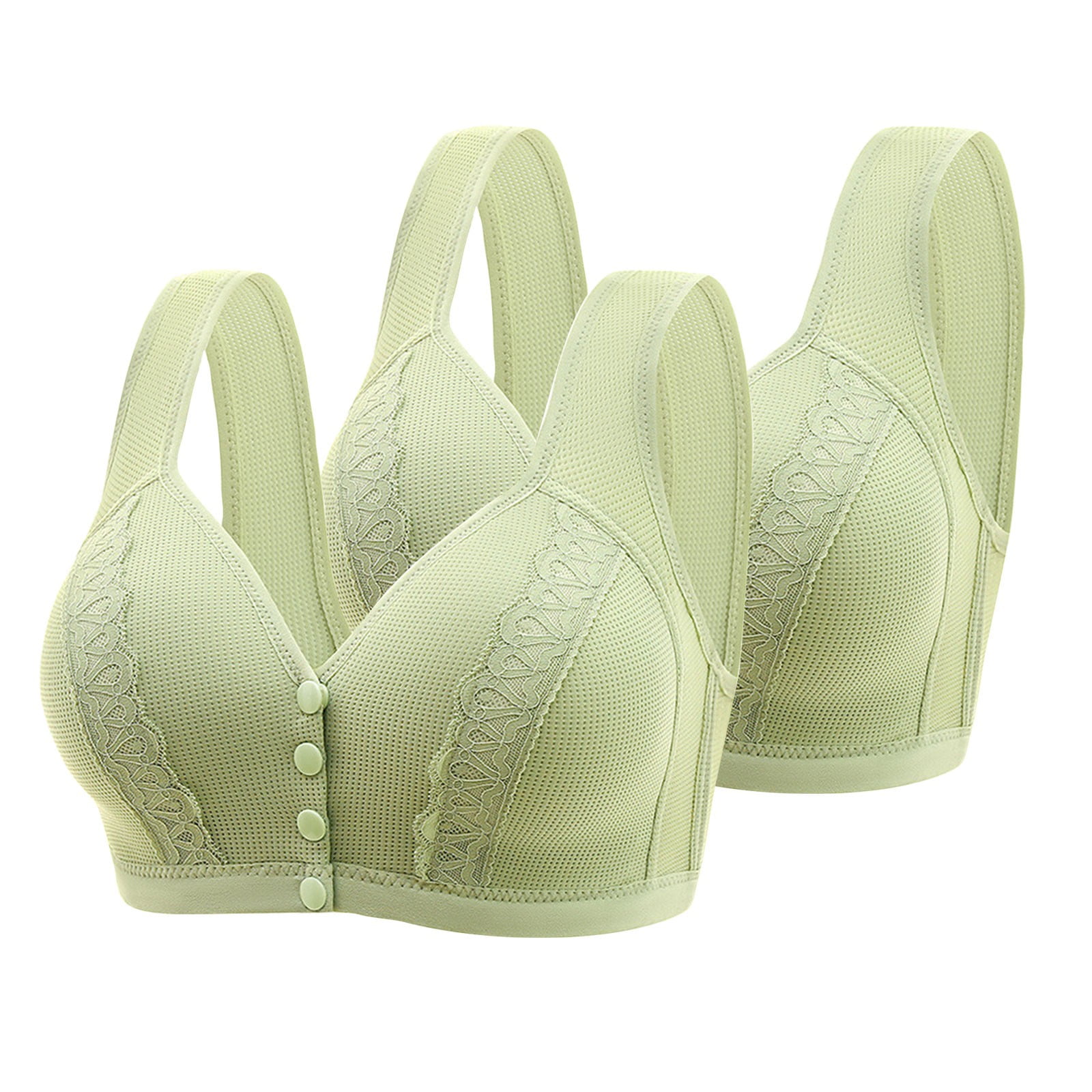 2 Pack Daisy Lace Bras for Women Front Closure No Underwire Comfort ...