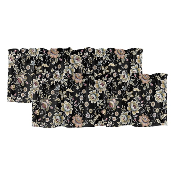 2 Pack Damask Florals Valance for Window Retro Flower Yellow Ornate ...