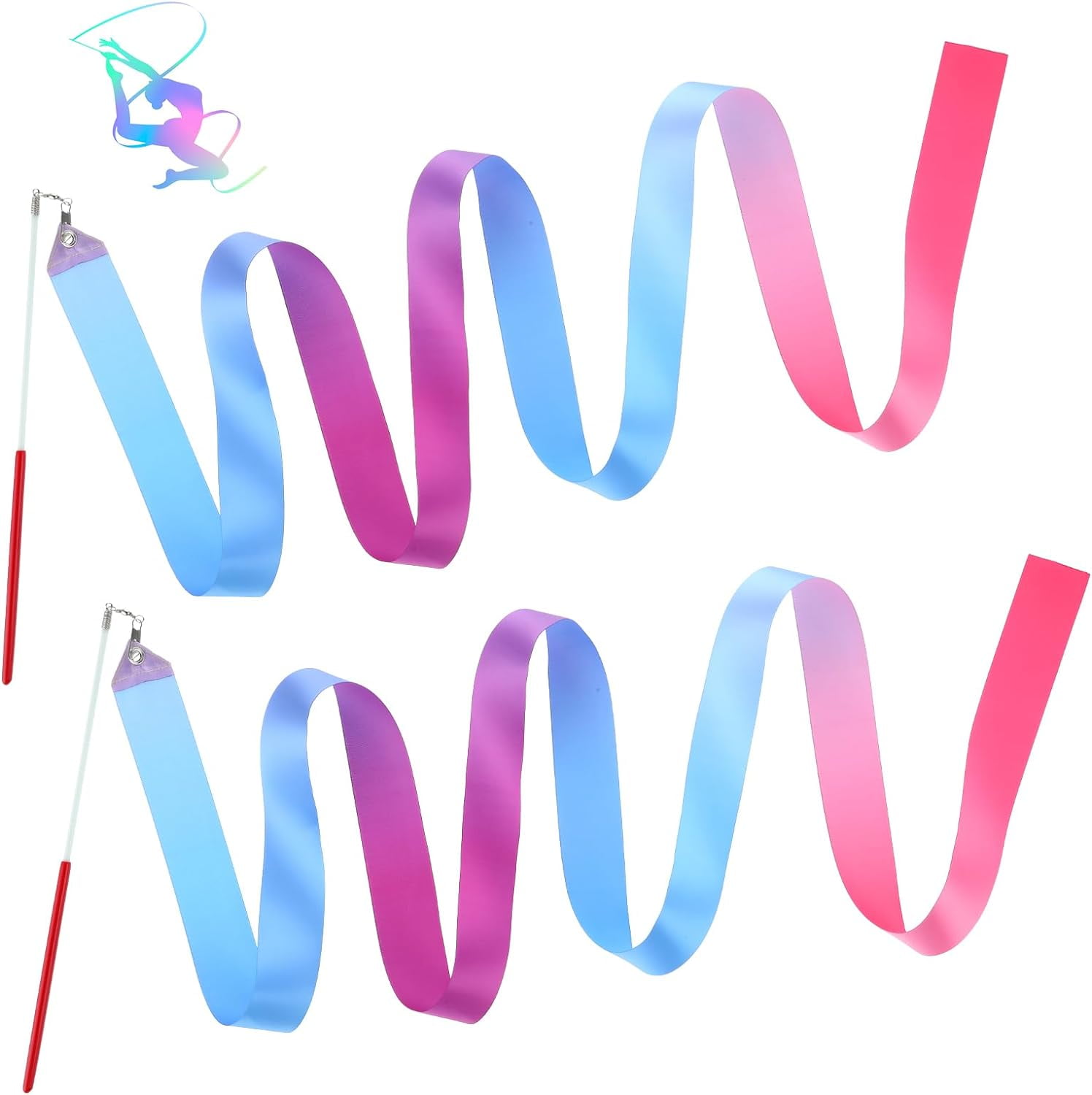 2 Pack Dance Ribbons, 78.7 Inch Ribbon Dancer Wand for Kids Colorful ...