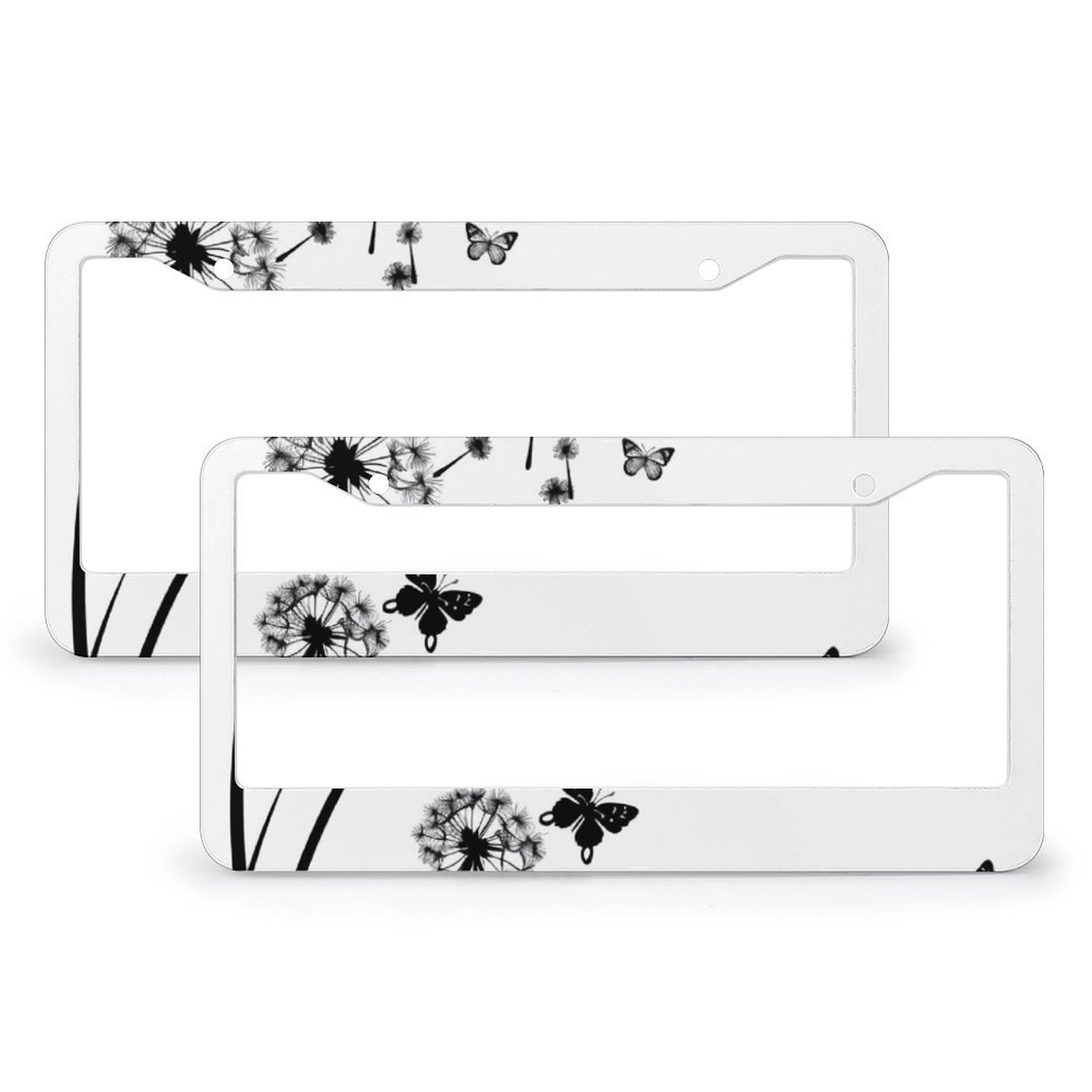 2 Pack Dandelion Butterflies License Plate Frames Gray Watercolor ...