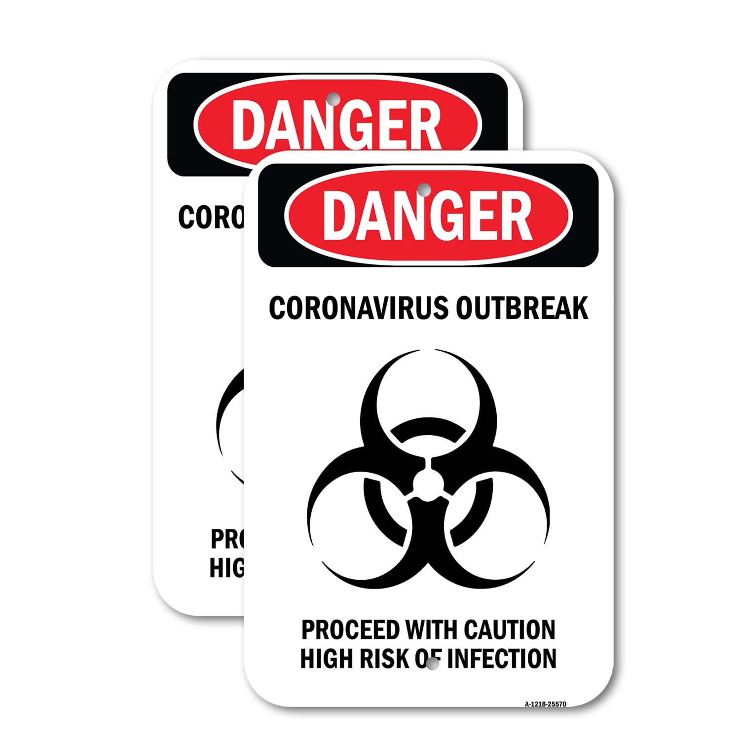 (2 Pack) Danger Corona Outbreak | 18" X 24" Heavy-Gauge Aluminum Sign ...