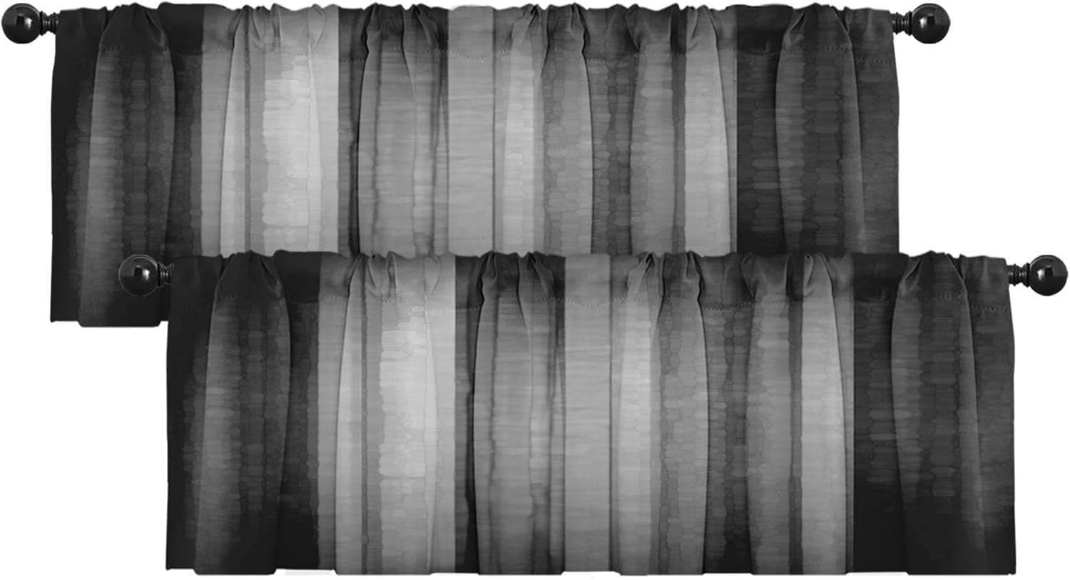 2 Pack Dark Grey Valances Window Treatments, Gray Striped Abstract ...