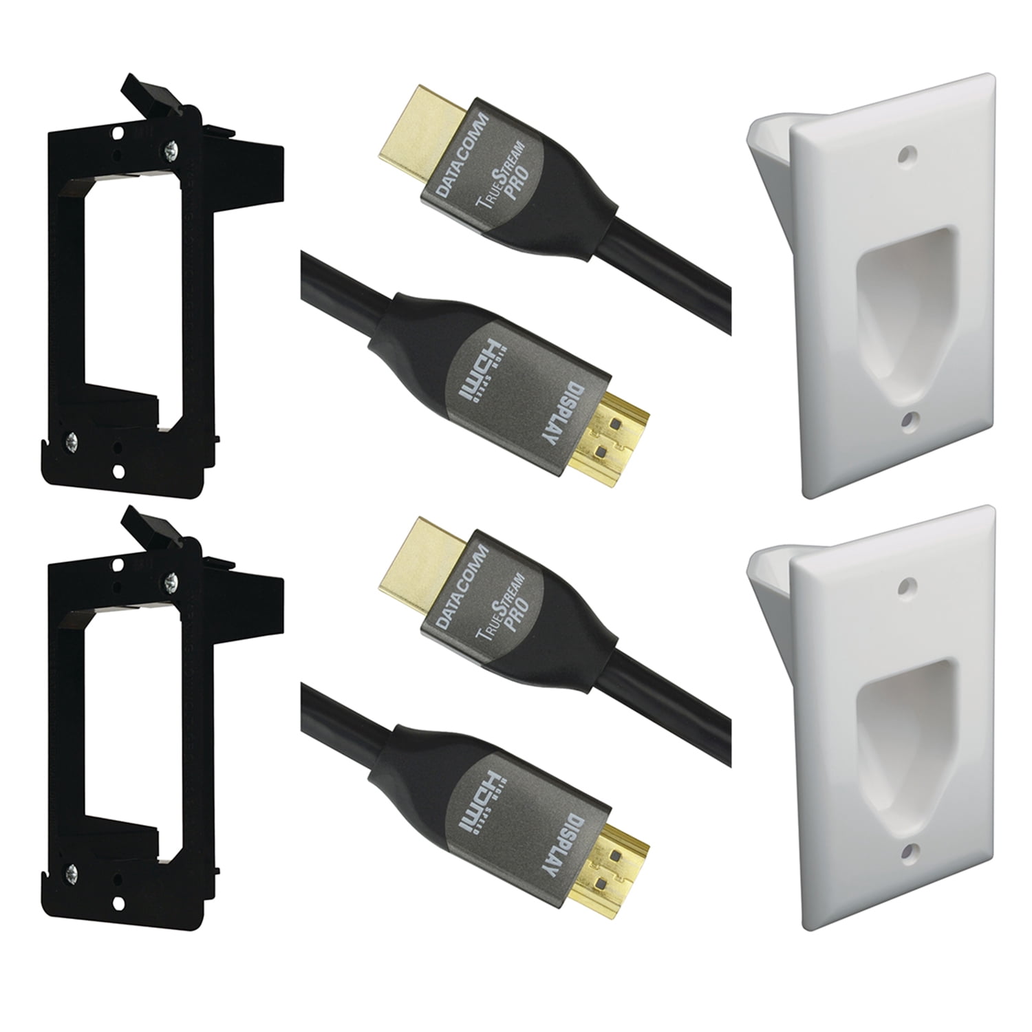 2 Pack DataComm Electronics 45-0001-WH 1-Gang Recessed Cable Plate ...
