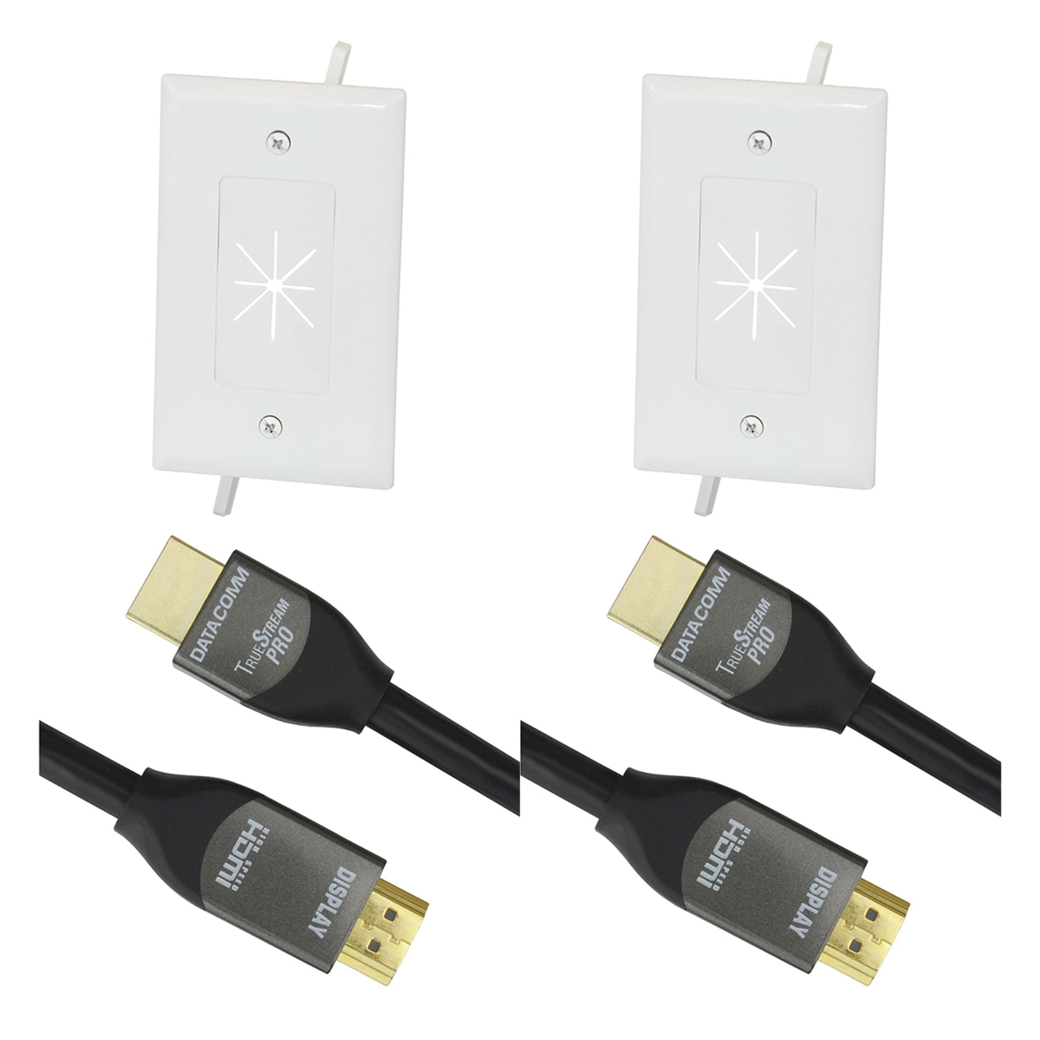 2 Pack DataComm Electronics 45-0014-WH 1-Gang Cable Plate with Flexible ...