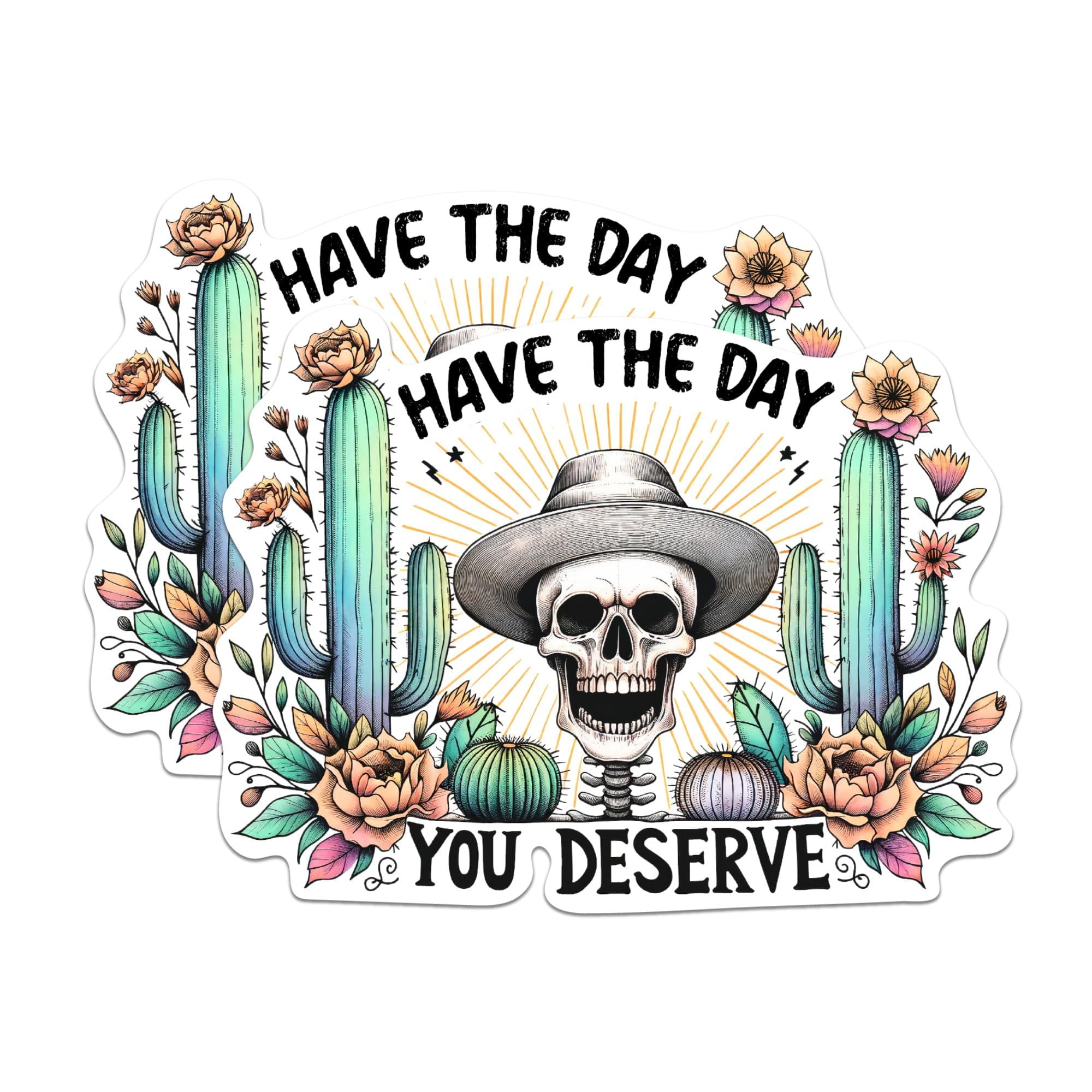 (2 Pack) Have The Day You Deserve Magnets - Skeleton Cactus ...