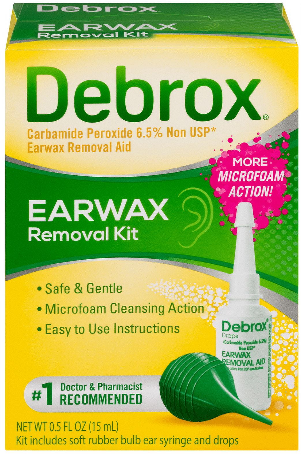 2 Pack Debrox Drops Earwax Removal Aid Kit - 15 ml Drops with Bulb ...
