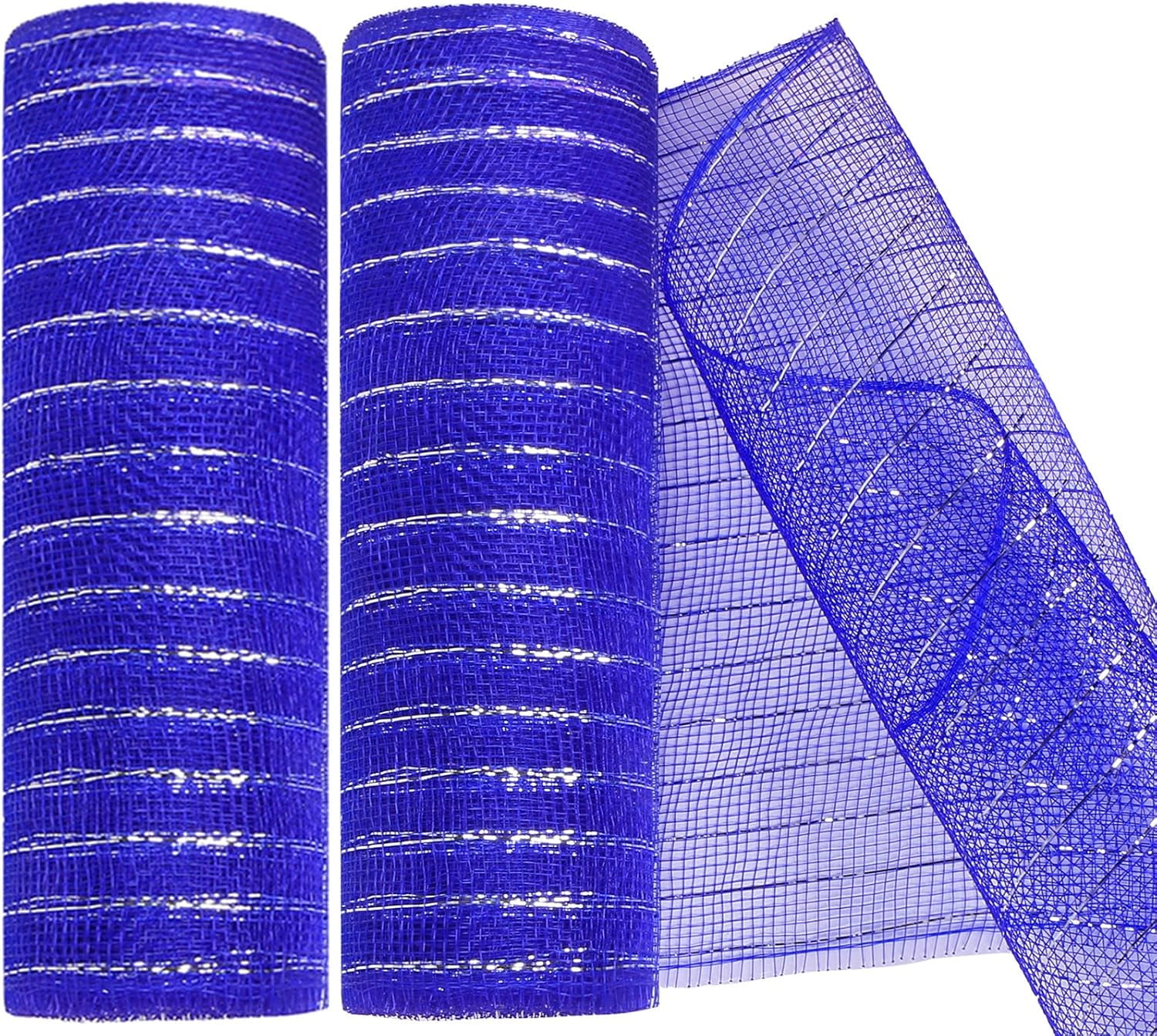 2 Pack Deco Mesh 10 Inch x 30 Feet Decor Mesh Ribbon with Metallic Foil ...