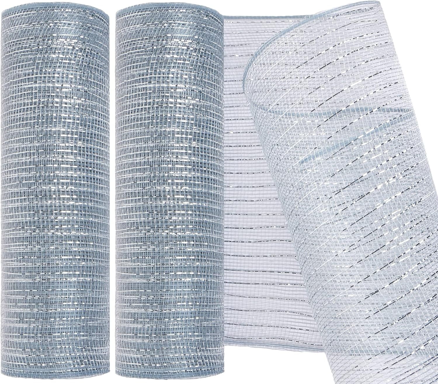 2 Pack Deco Mesh 10 Inch x 30 Feet Decor Mesh Ribbon with Metallic Foil ...