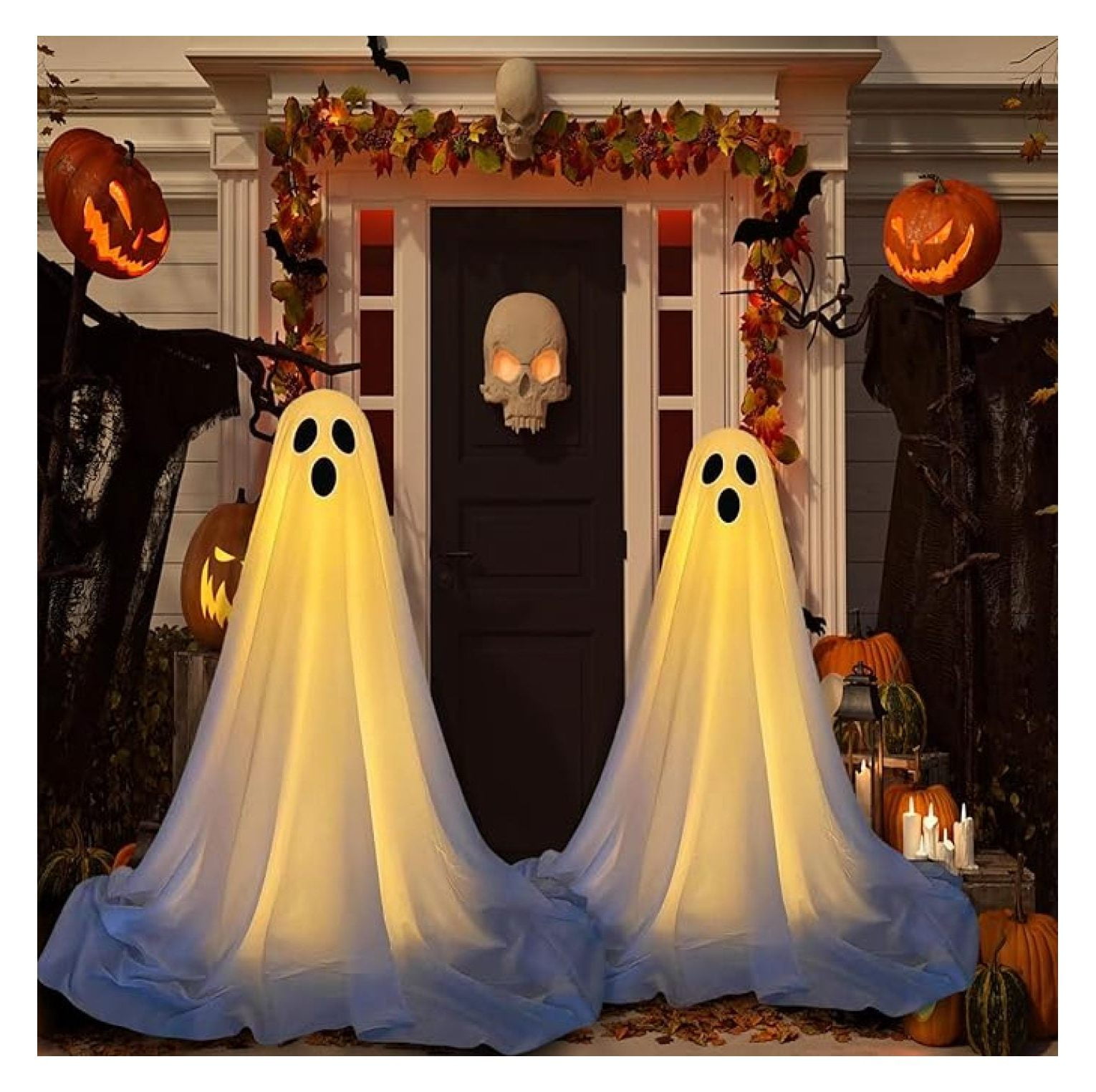 2 Pack Decorations Outdoor Light Up Ghost Kit, Spooky Decor with String ...