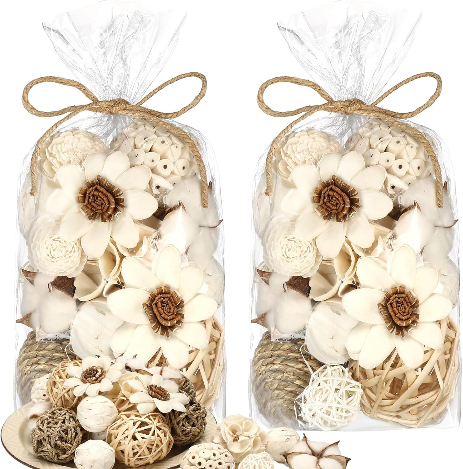 2 Pack Decorative Balls Potpourri Bowl Filler Decor Natural Vase Bowl ...