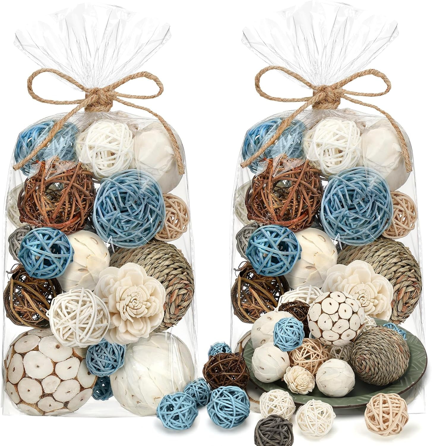 2 Pack Decorative Balls Potpourri Bowl Filler Decor Natural Vase Bowl ...