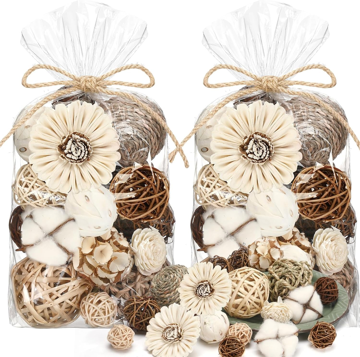 2 Pack Decorative Balls Potpourri Bowl Filler Decor Natural Vase Bowl ...