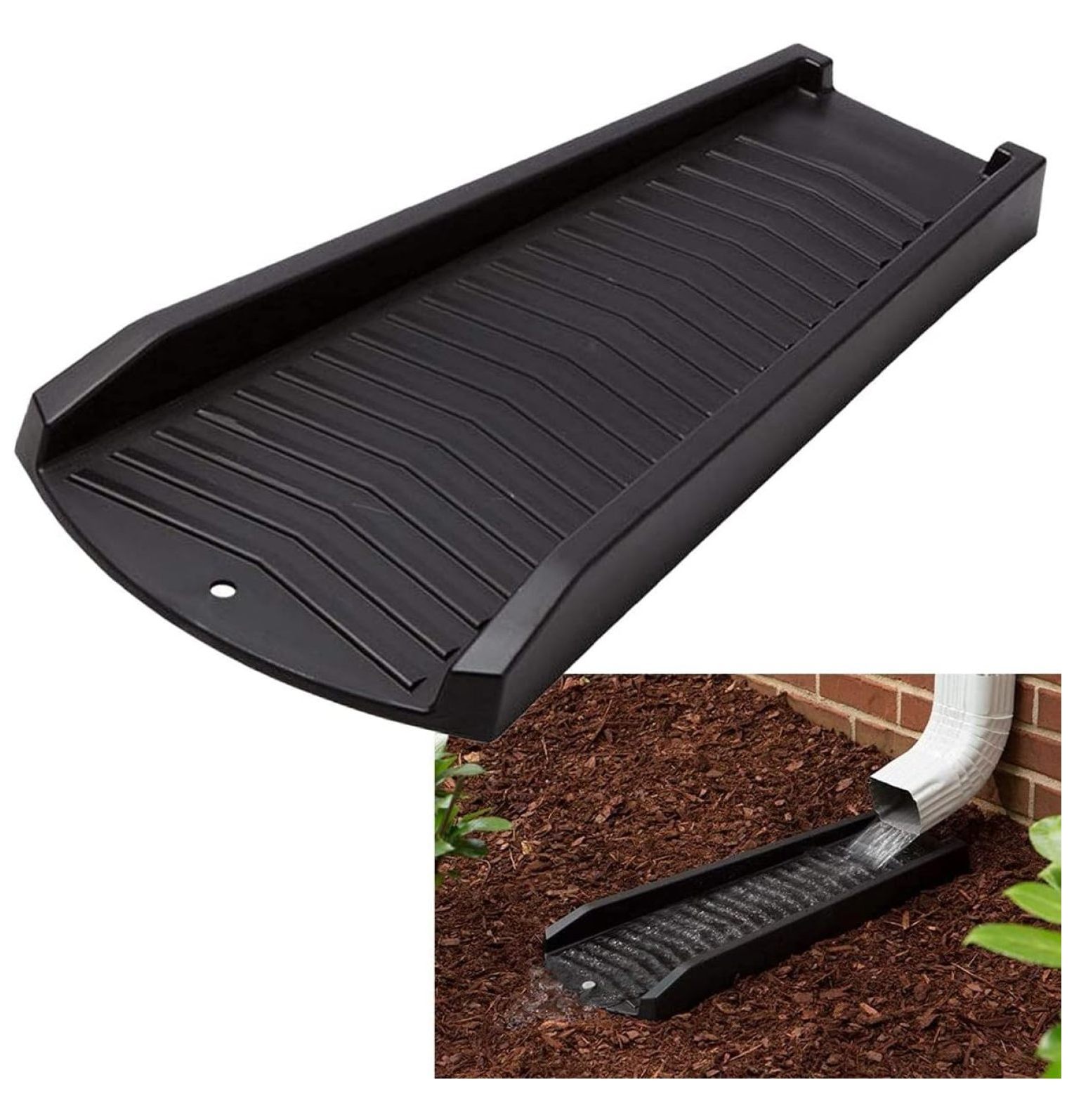 2-Pack Decorative Downspout Black Block Rain Gutter Drain Extender ...