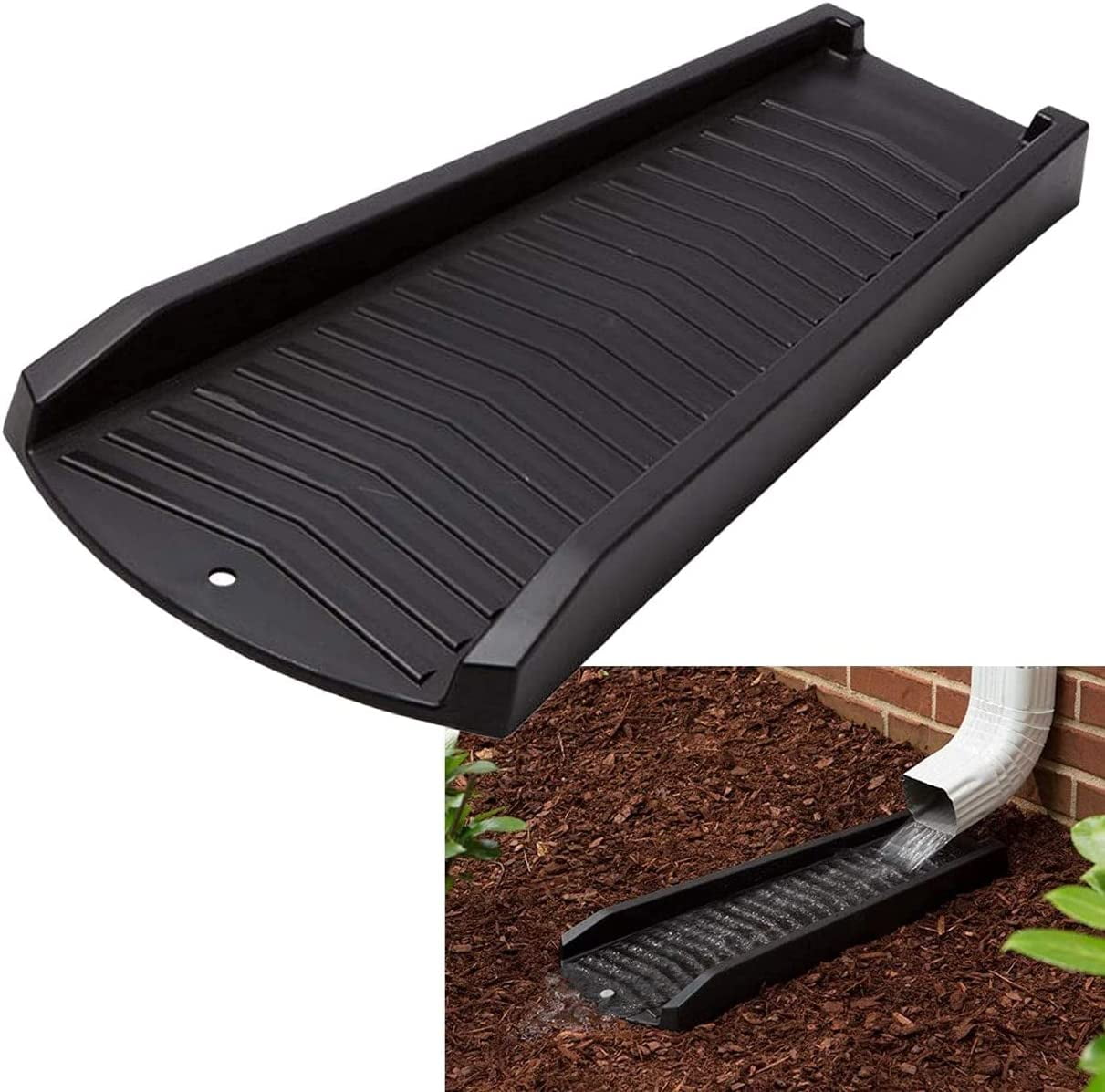 2-Pack Decorative Downspout Black Splash Block Rain Gutter Drain ...