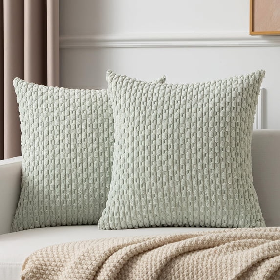 2 Pack Decorative Lumbar Throw Pillow Covers 12x20 Inch Soft Striped ...
