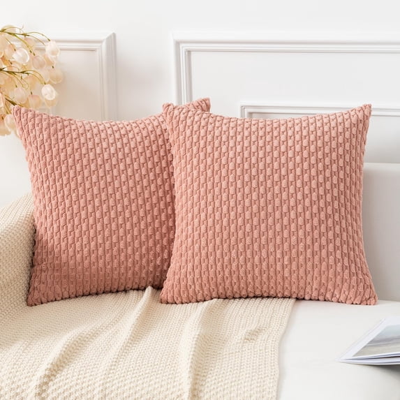 2 Pack Decorative Lumbar Throw Pillow Covers 12x20 Inch Soft Striped ...