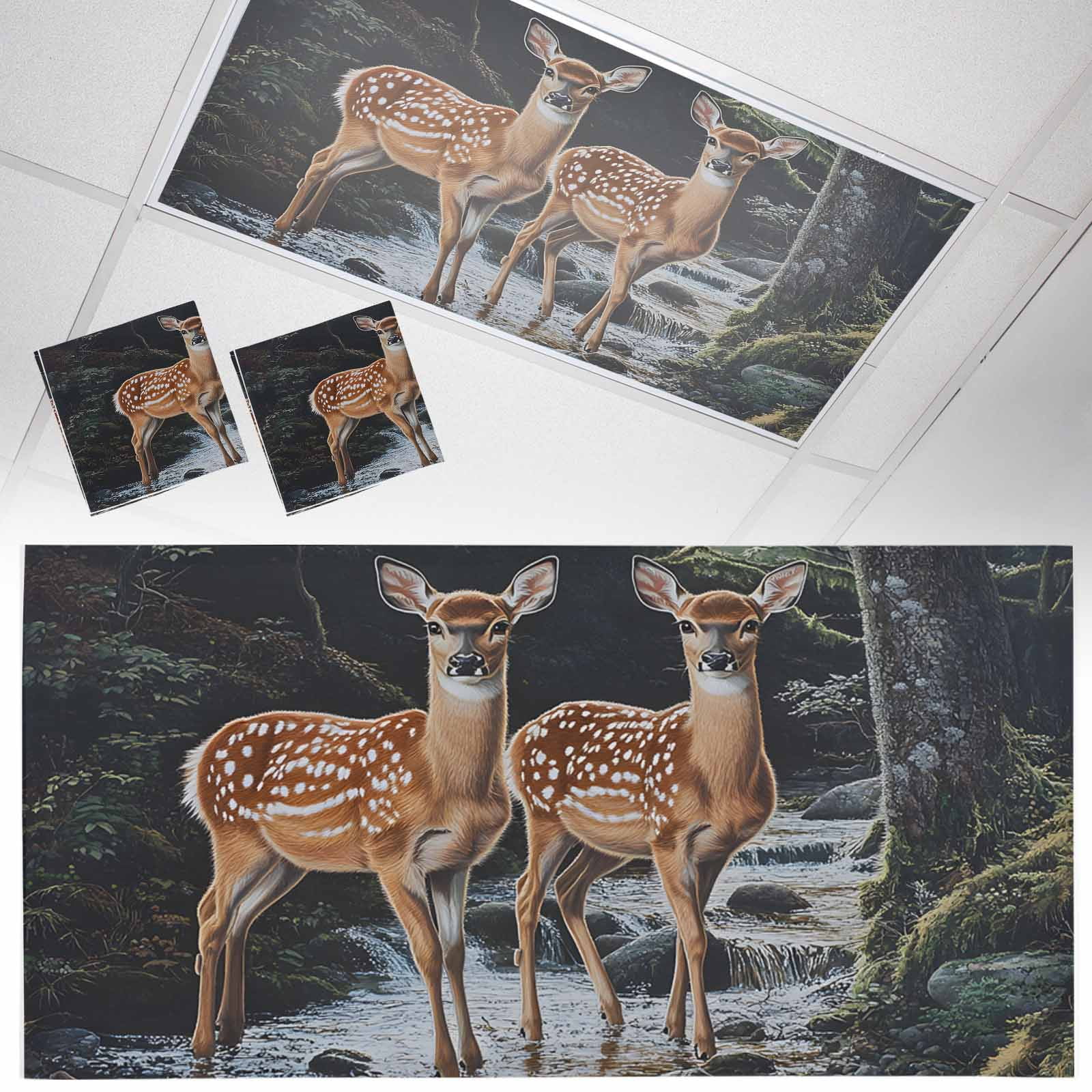 2 Pack Deer Animal Fluorescent Light Covers for Ceiling Lights Forest ...