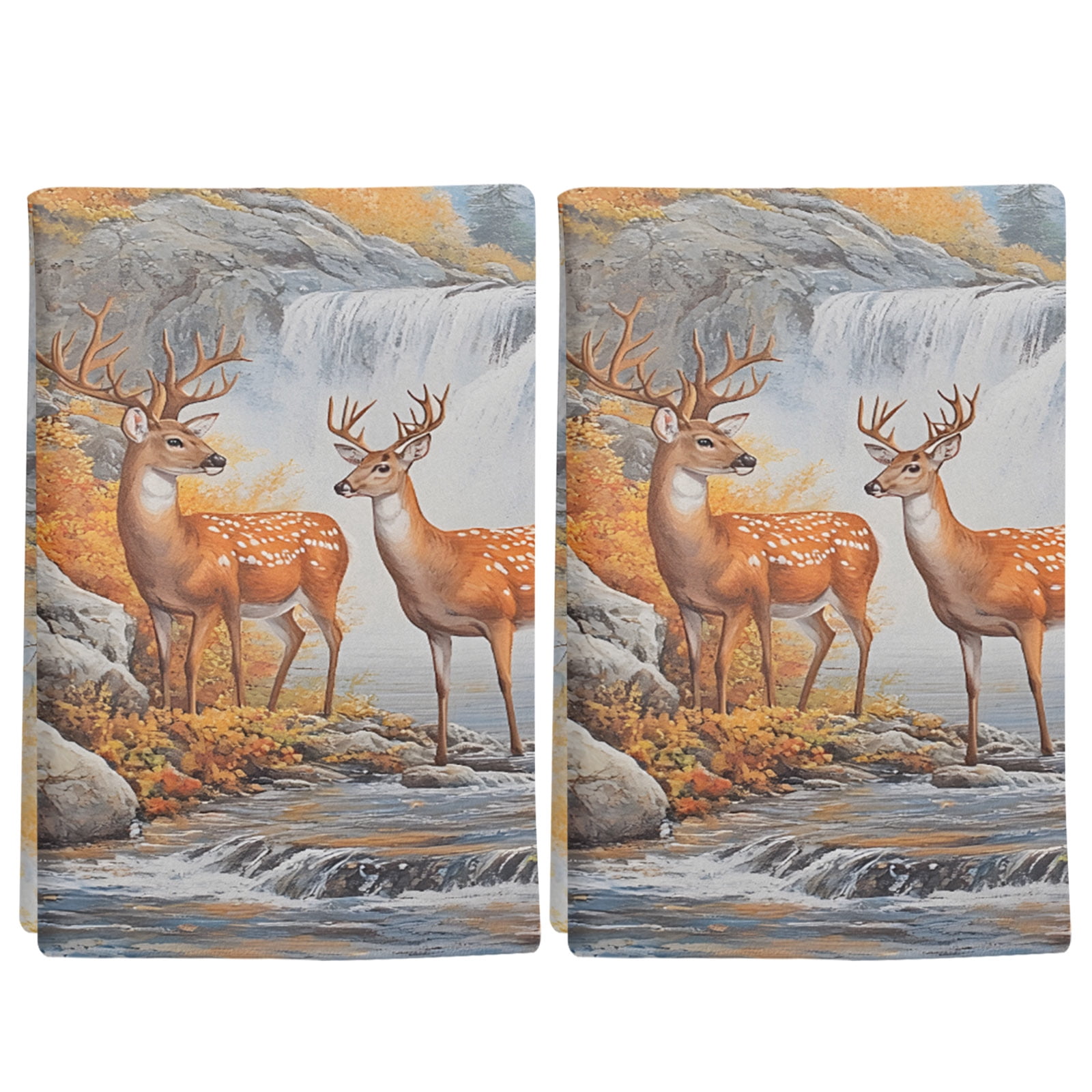 2 Pack Deer Kitchen Towels Forest Wildlife Rustic Decorative Dish Towel ...
