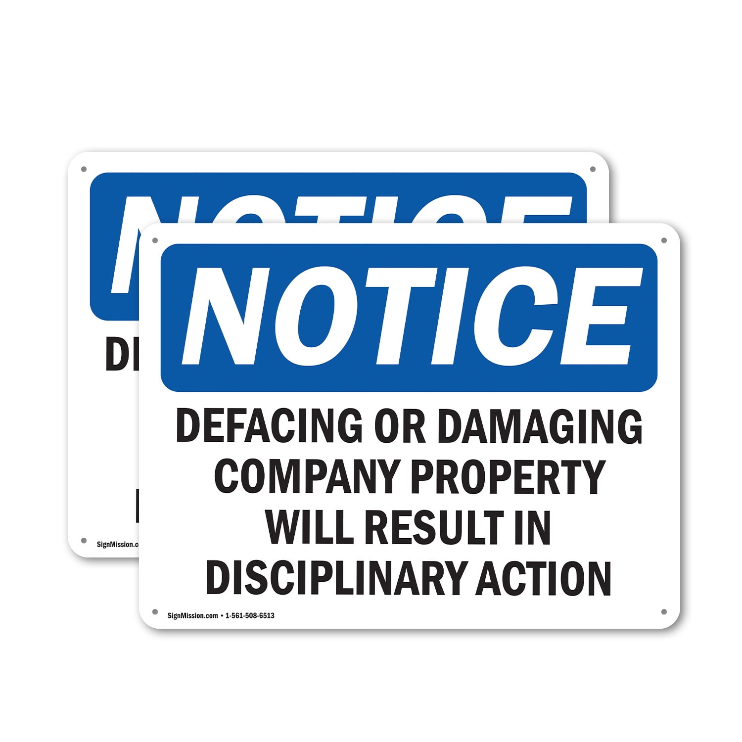 (2 Pack) Defacing Or Damaging Property OSHA Notice Sign 18 Inch X 12 ...