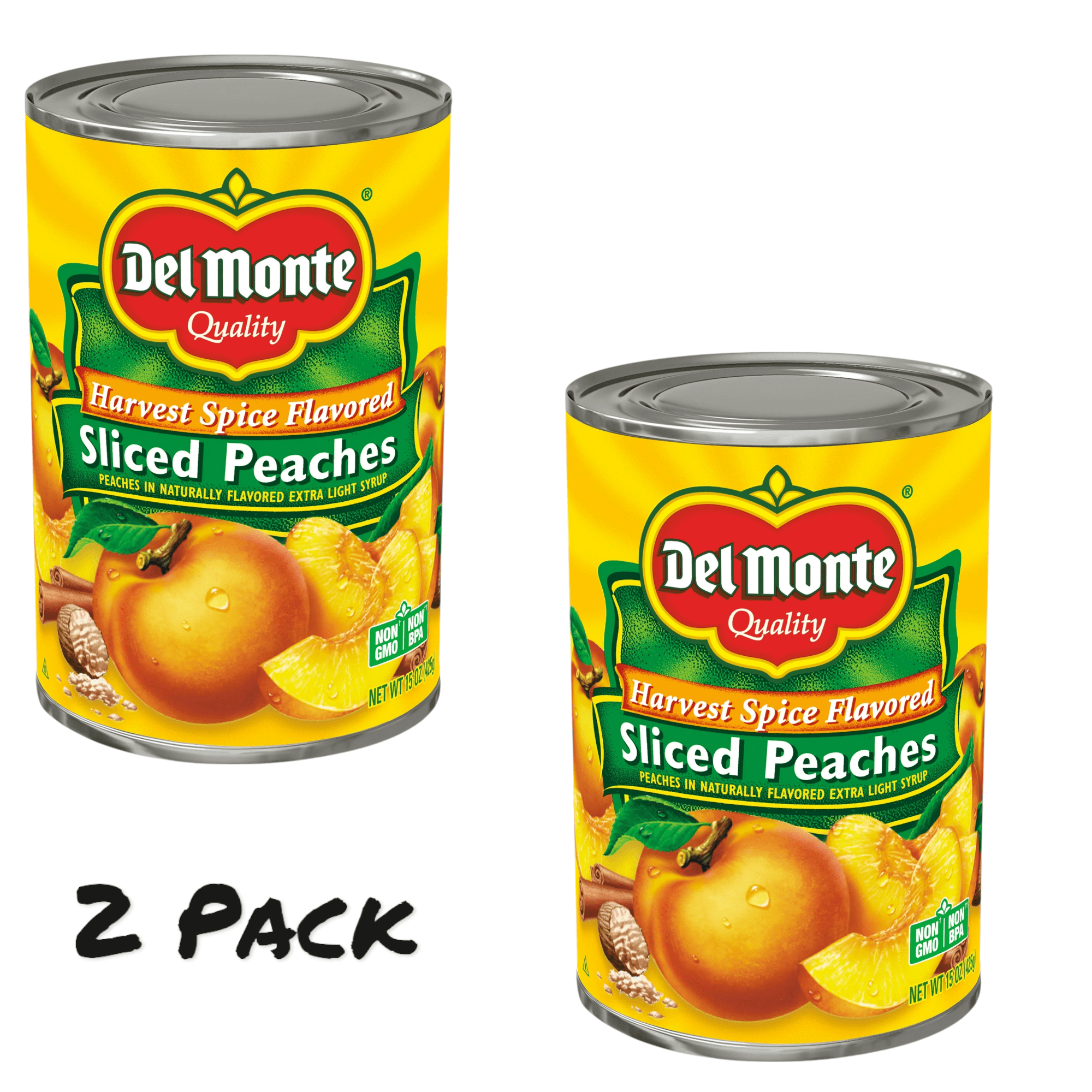 Del Monte, Canned Harvest Spice Sliced Peaches, 15 oz Can, Pack of 2 ...