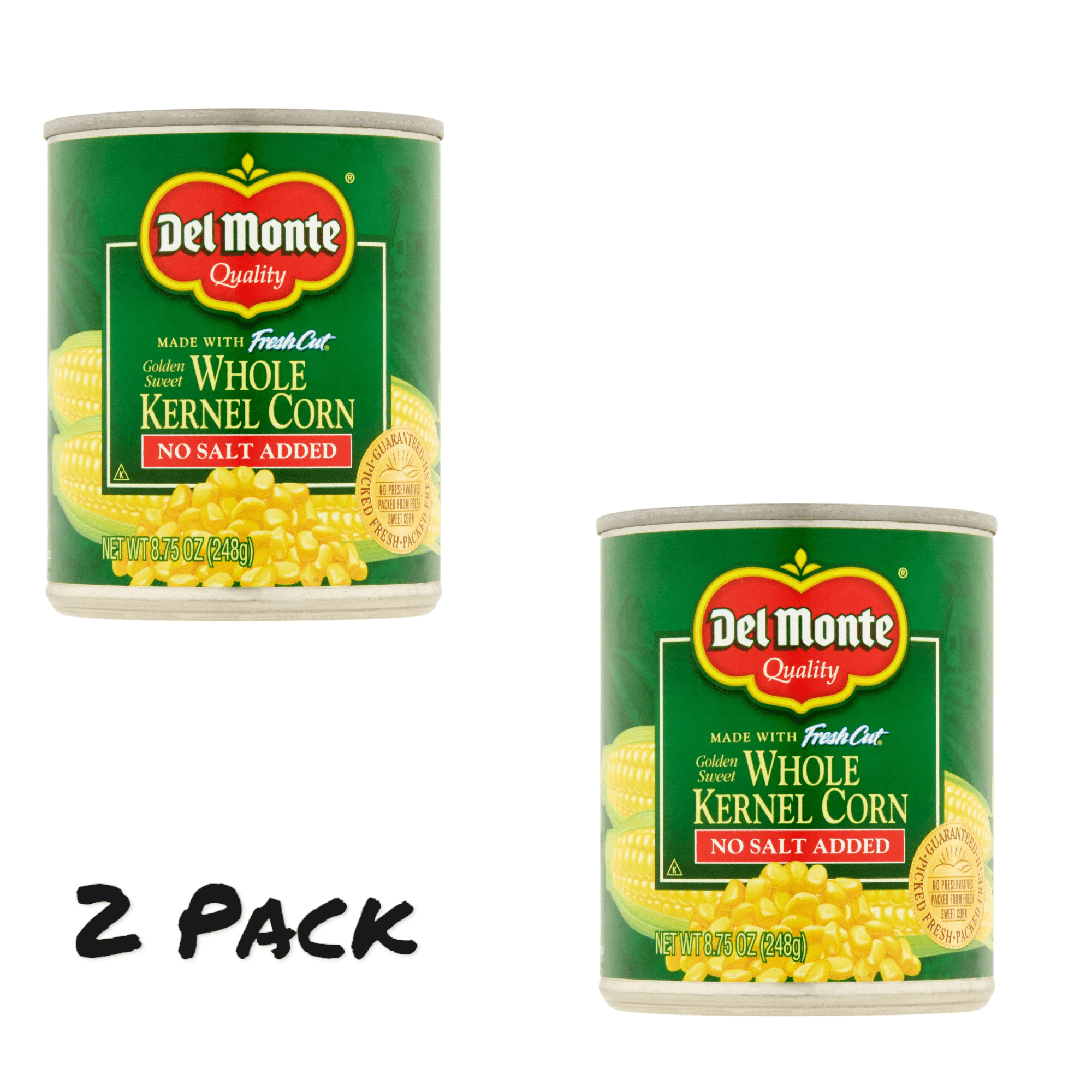 ( 2 Pack ) Del Monte Golden Sweet Corn, Whole Kernel, No Salt Added, 8. ...