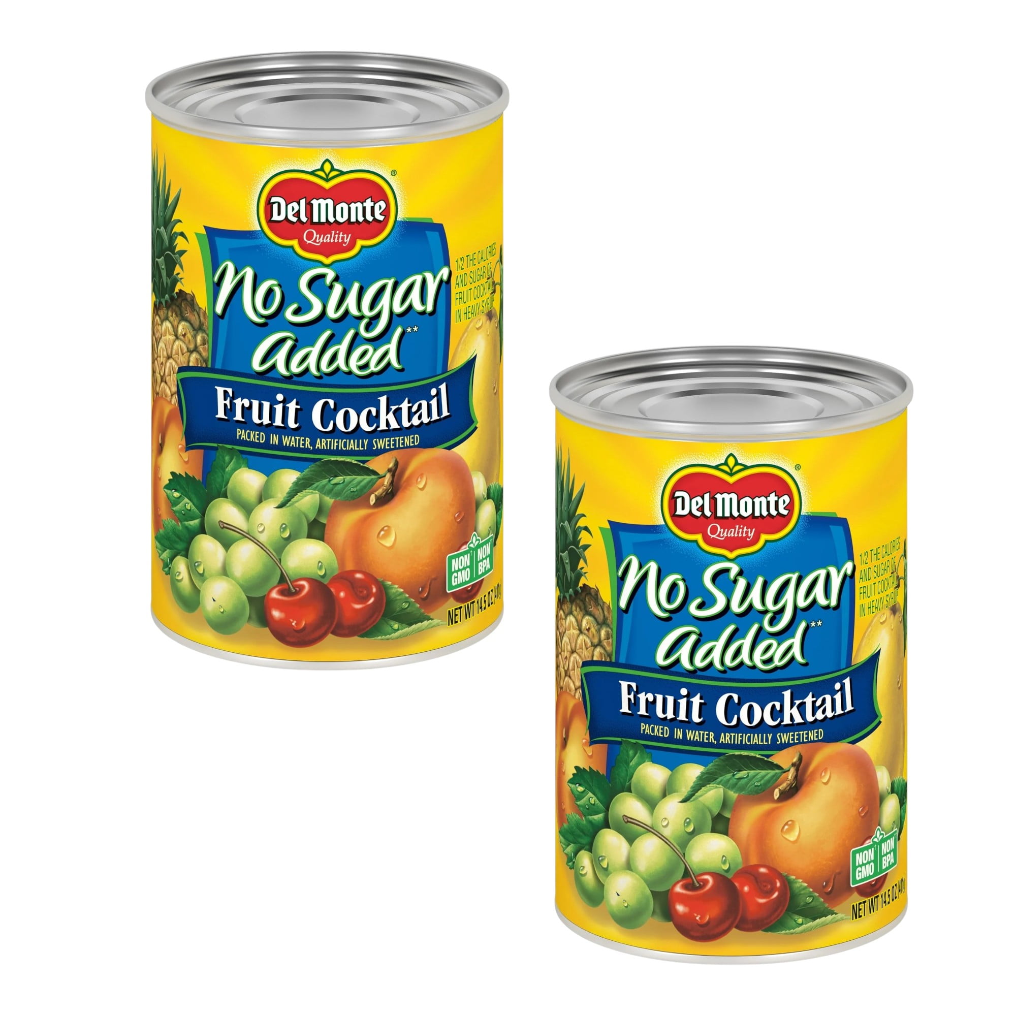 Del Monte No Sugar Added Canned Mixed Fruit Cocktail, 2 Pack, 14.5 oz ...