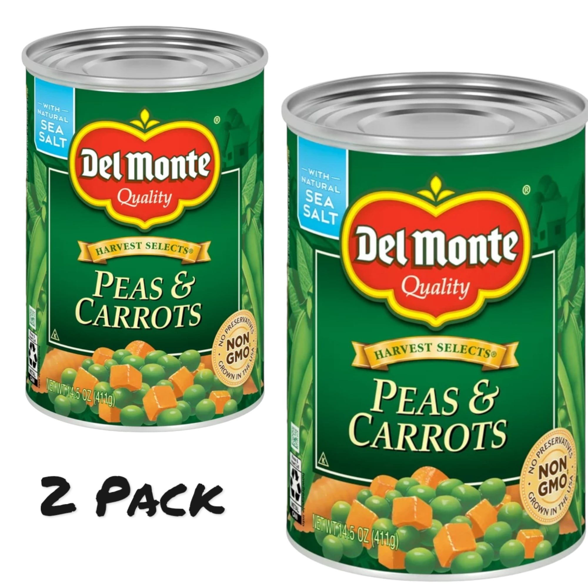 ( 2 Pack ) Del Monte Peas & Carrots, Canned Vegetables, 14.5 oz Can ...