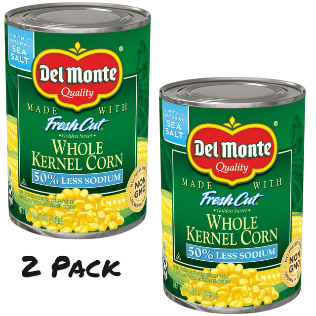 ( 2 Pack ) Del Monte Whole Kernel Corn, Less Sodium, 15.25 oz Can ...