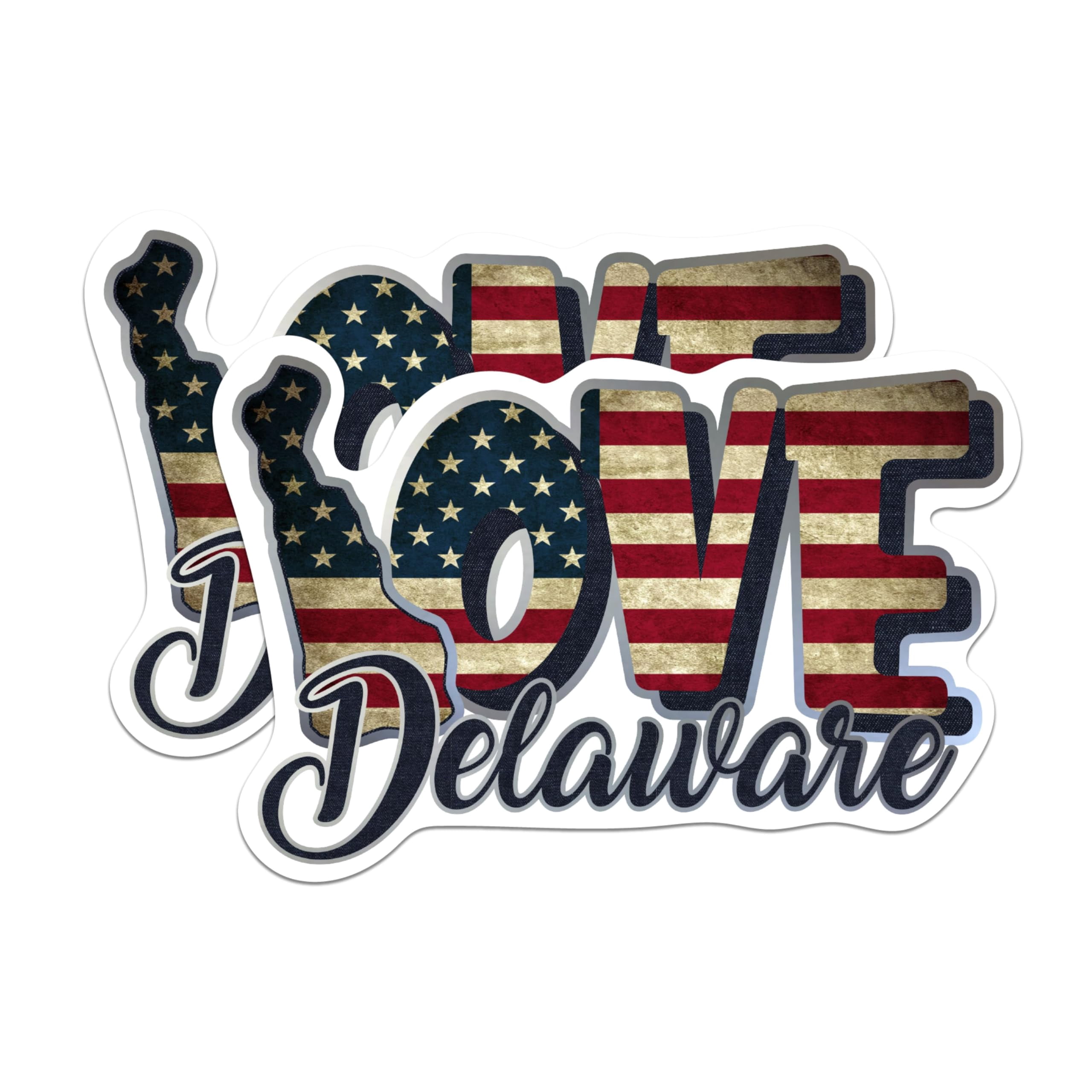 (2 Pack) Delaware Love State Stickers - DE State USA Flag American ...