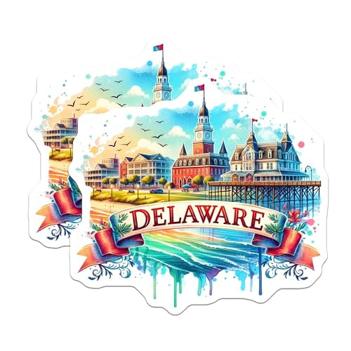 (2 Pack) Delaware State Magnets - Colorful Delaware Souvenir - Scenic ...