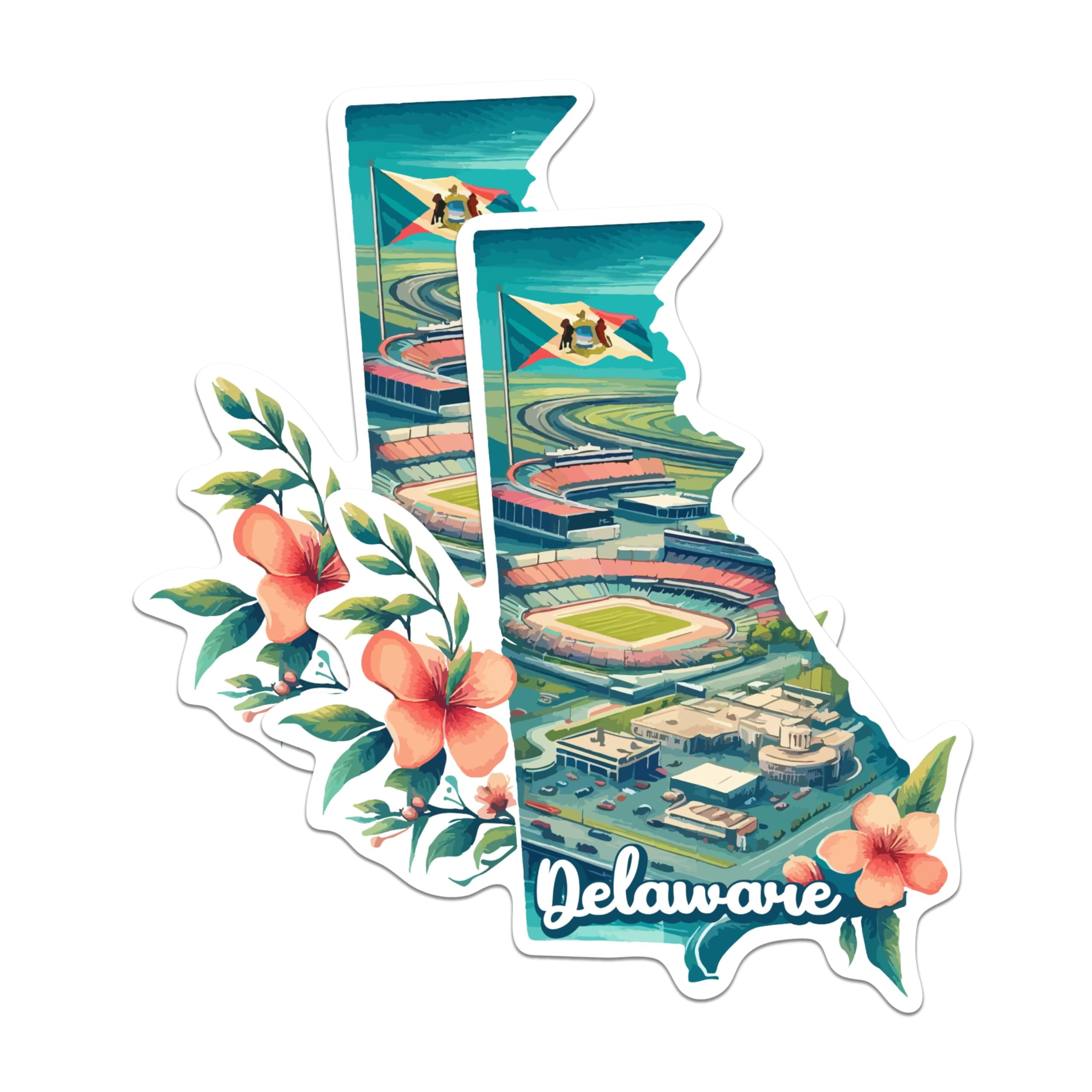 (2 Pack) Delaware State Shape Stickers - DE State Sticker - Choose from ...