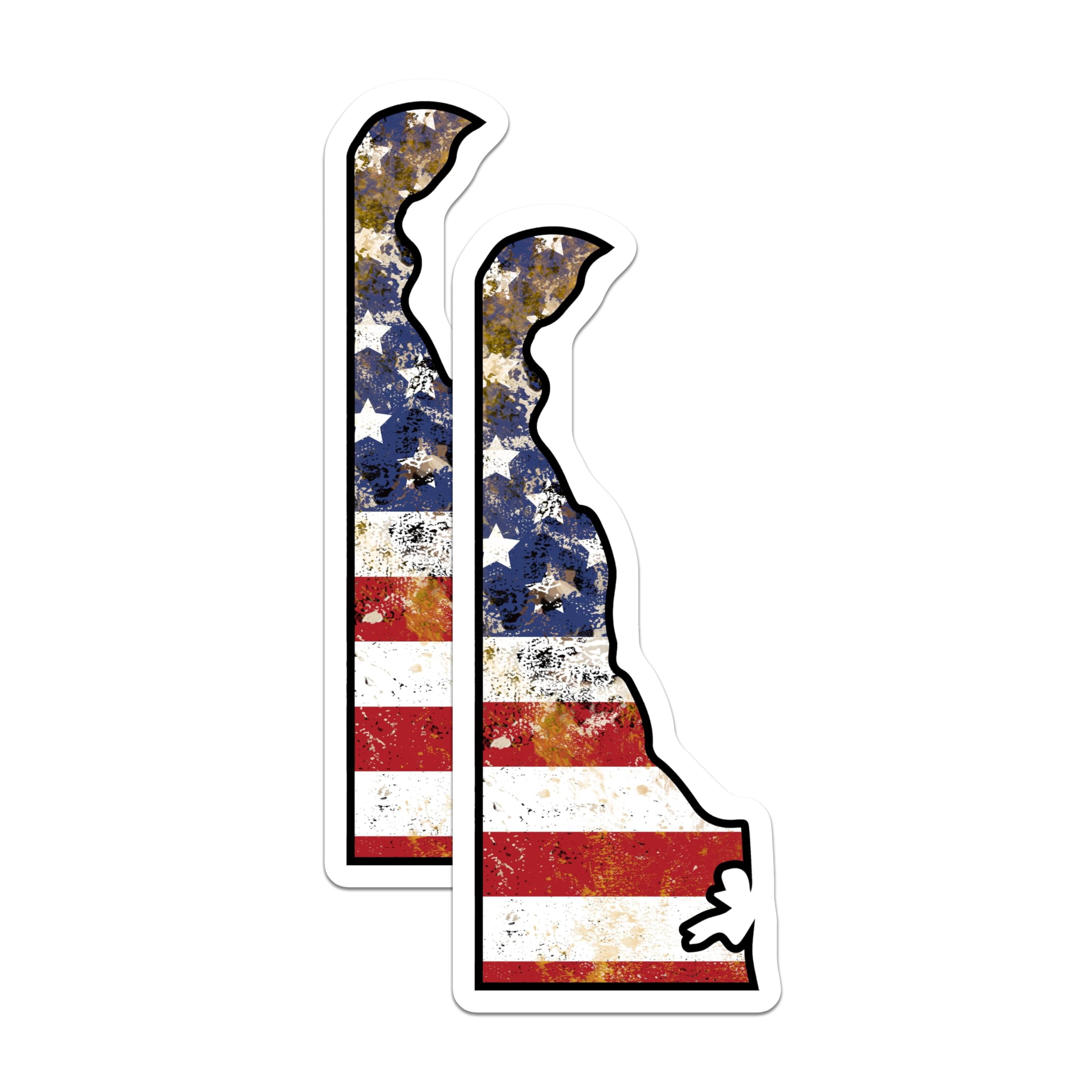 (2 Pack) Delaware State Stickers - American Flag - Delaware Outline - 5 ...